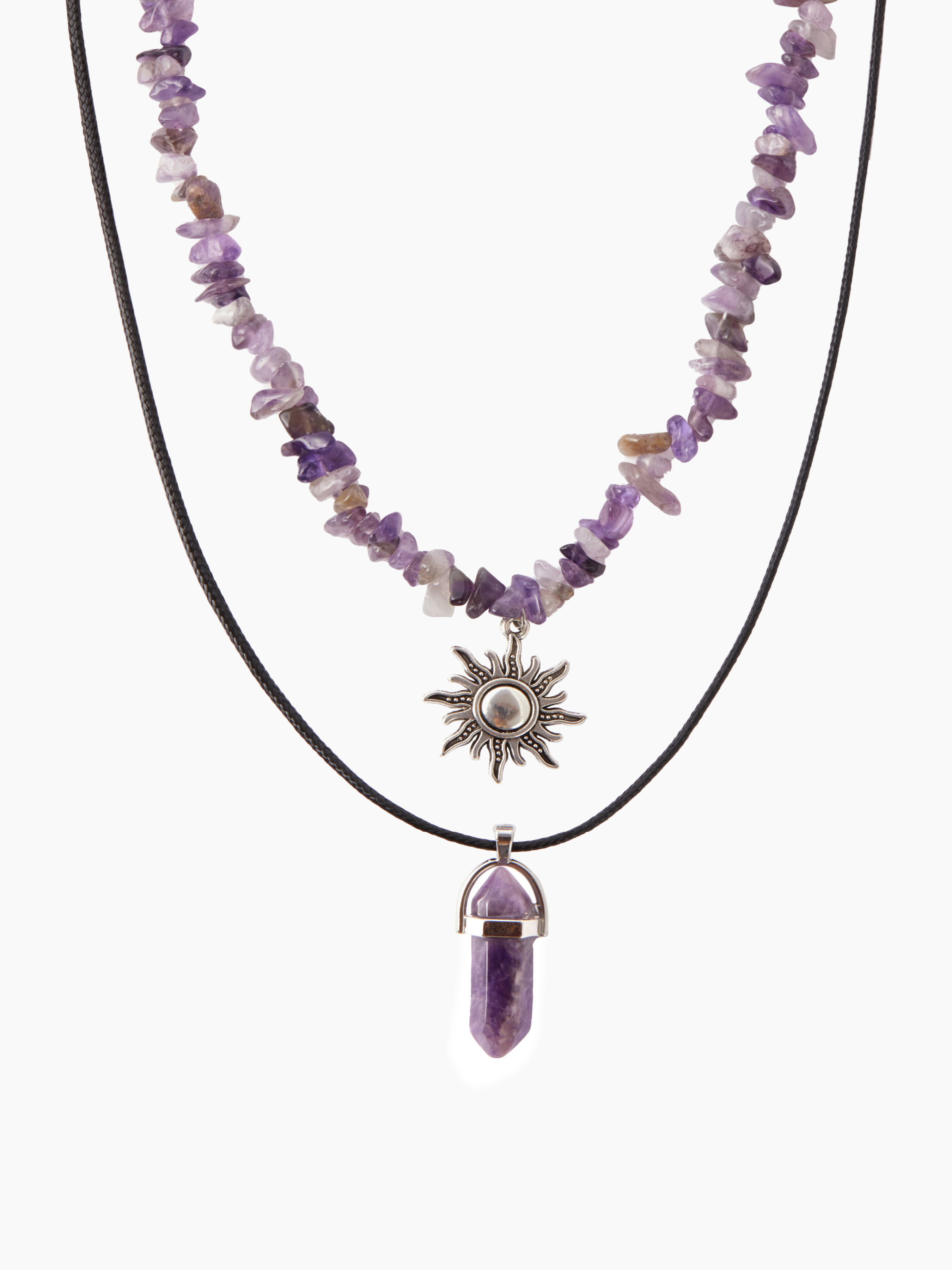 Stone 2pcs Beaded Stone Sun Pendant Necklace & Gemstone Pendant ...