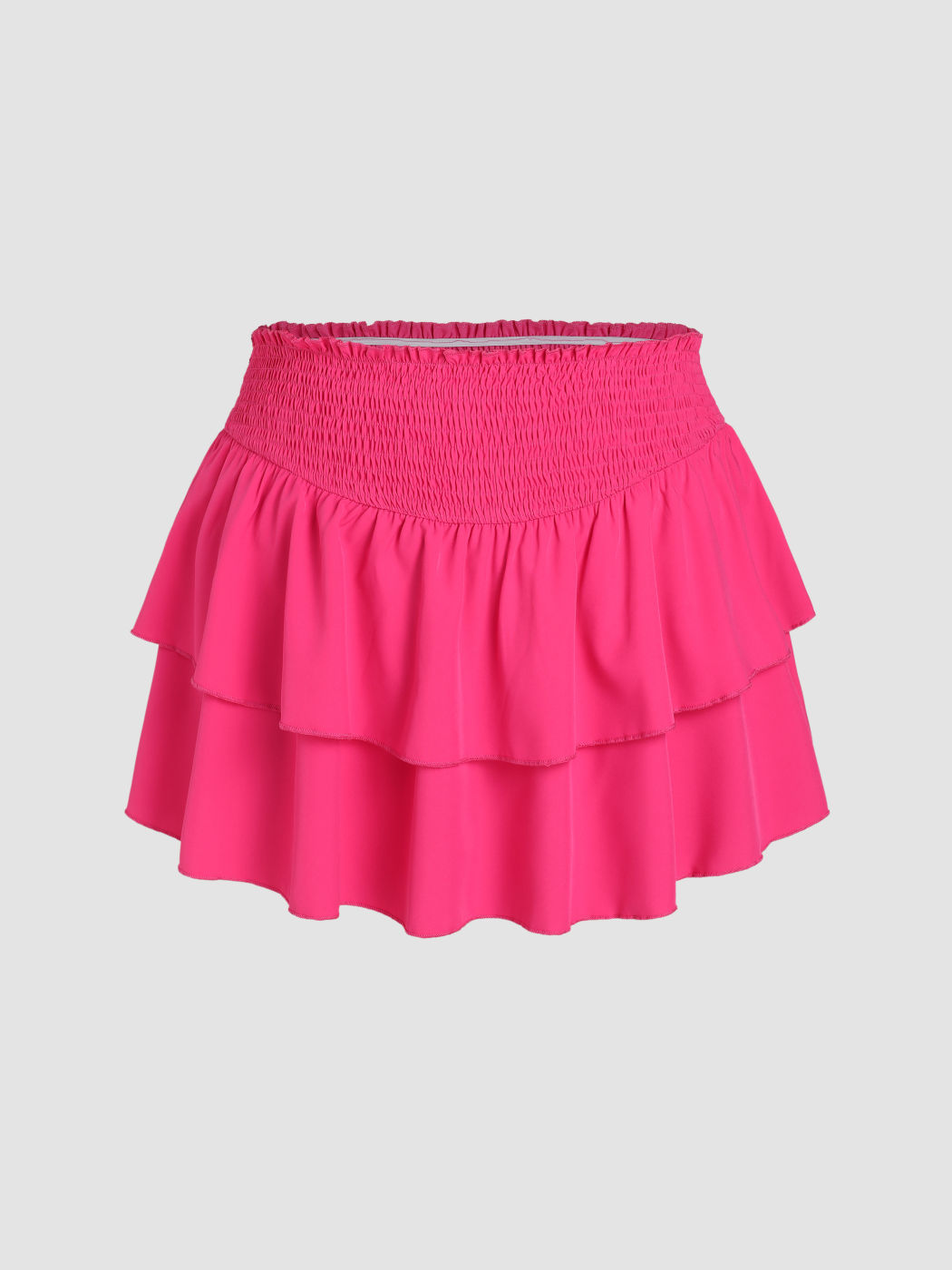Shirred Ruffle Tiered Skort Curve & Plus For Daily Casual Vacation
