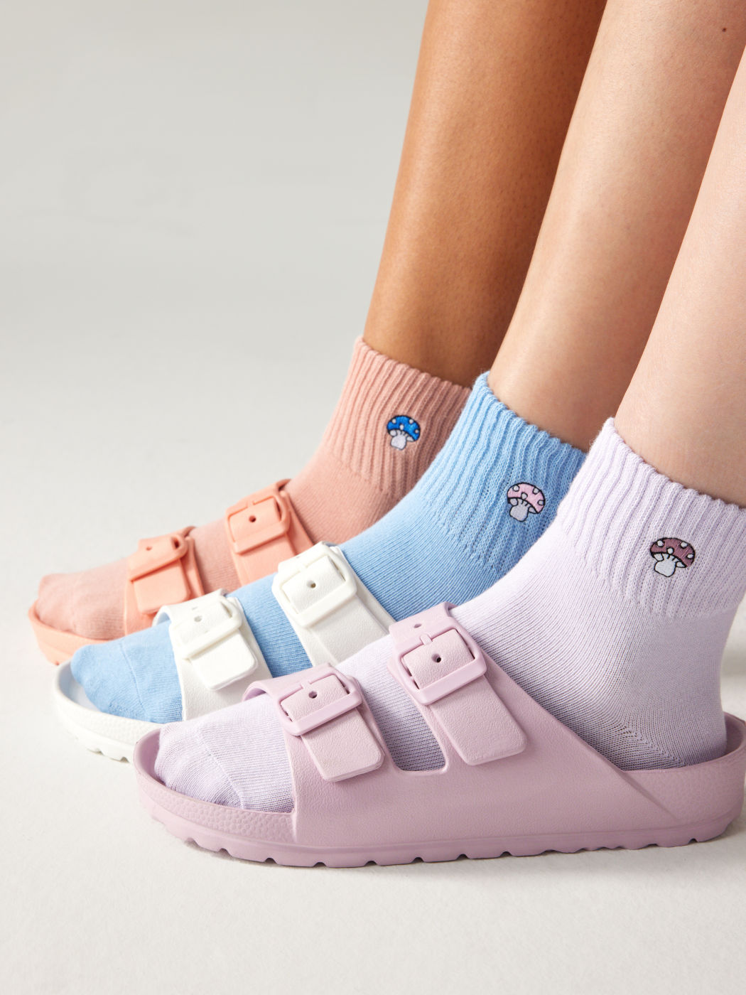 Buckle Detail Double Strap Slippers - Cider