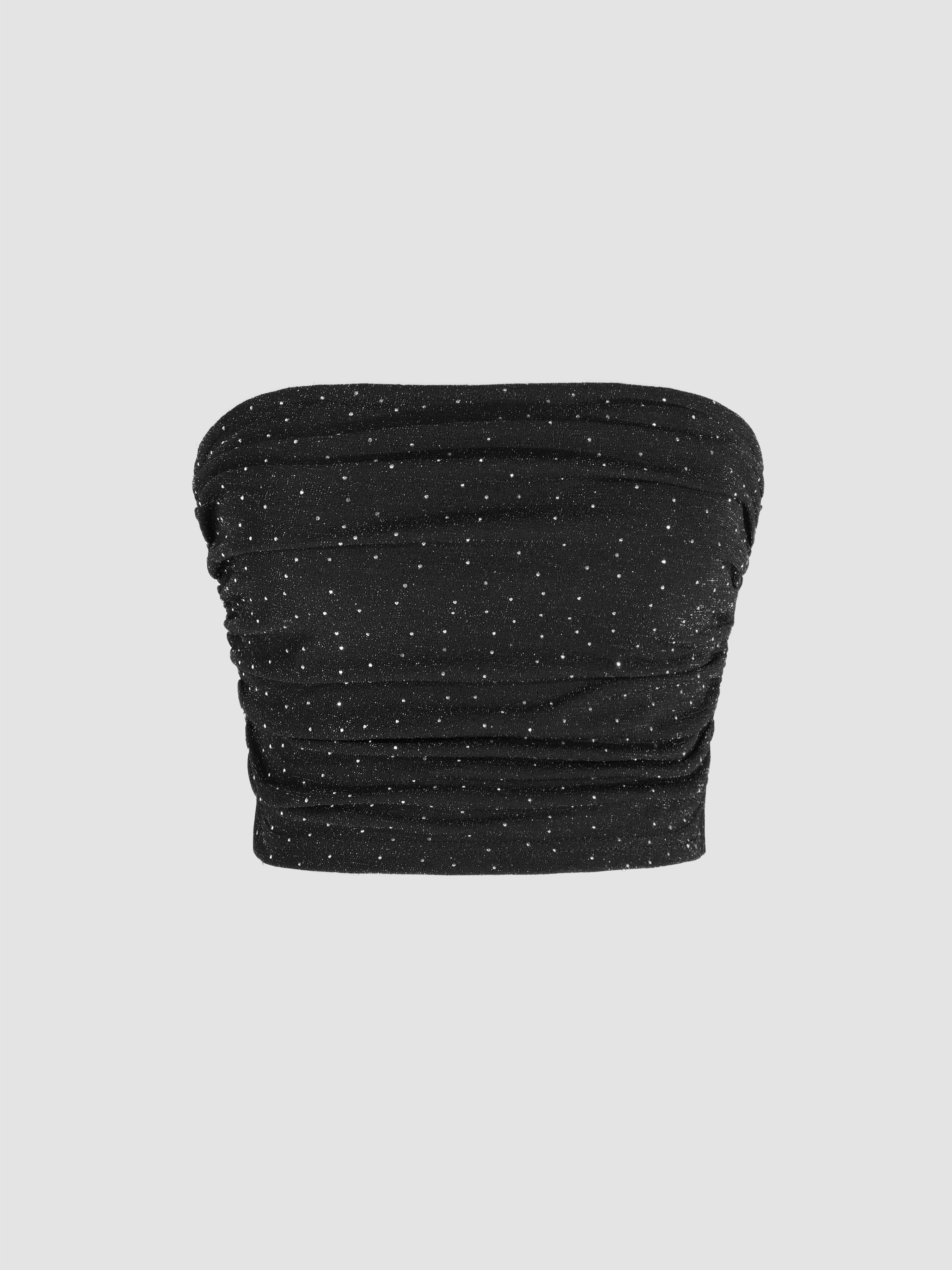 Solid Ruched Tube Top For Party/Clubbing