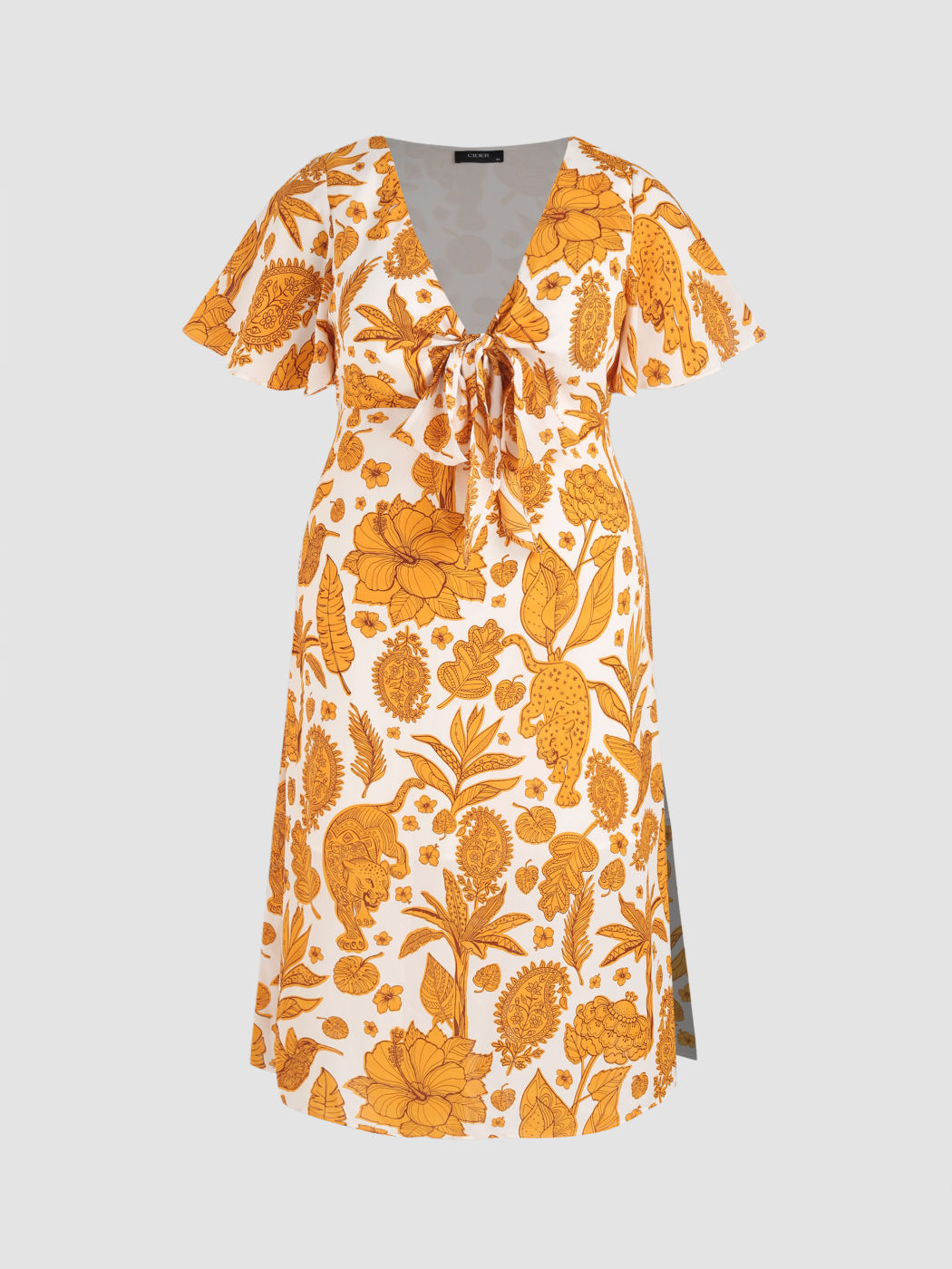Curve & Plus Boho Tropical & Animal Split Midi Dresses For Date Vacation