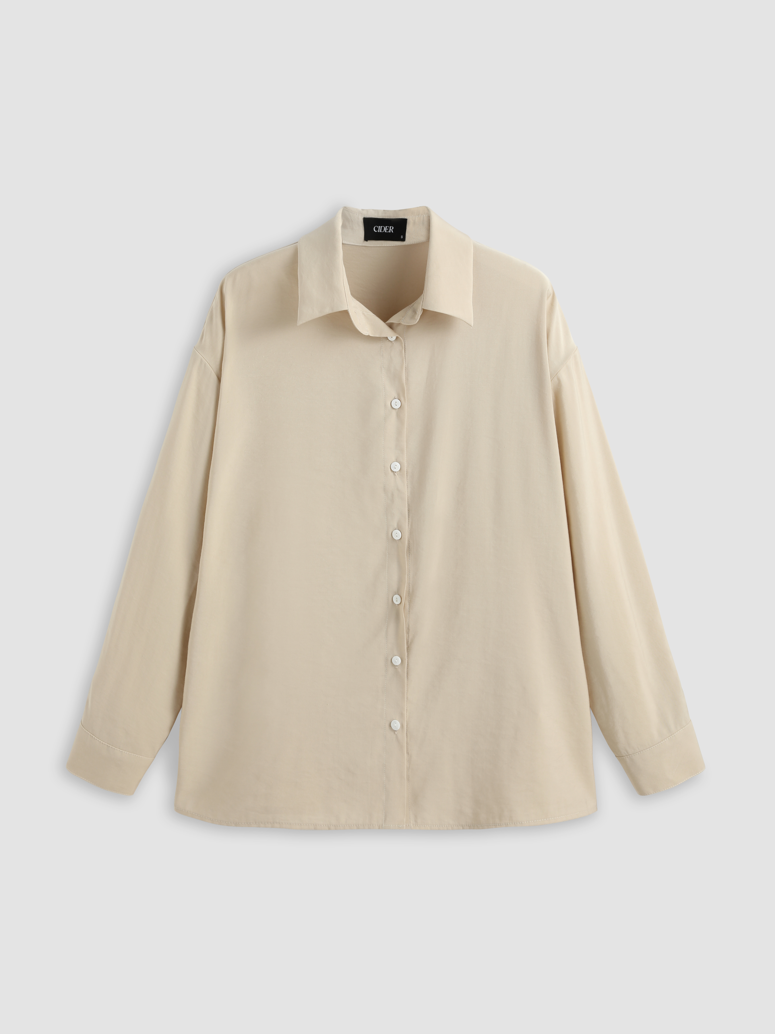 Solid Pleated Long Sleeve Shirt - Cider