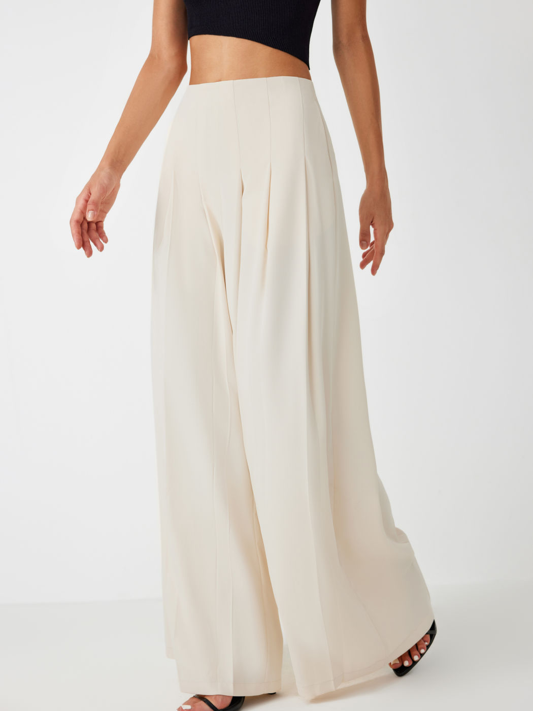 High Waist Pleated Wide Leg Trousers For Daily Casual Work Outdoor ...