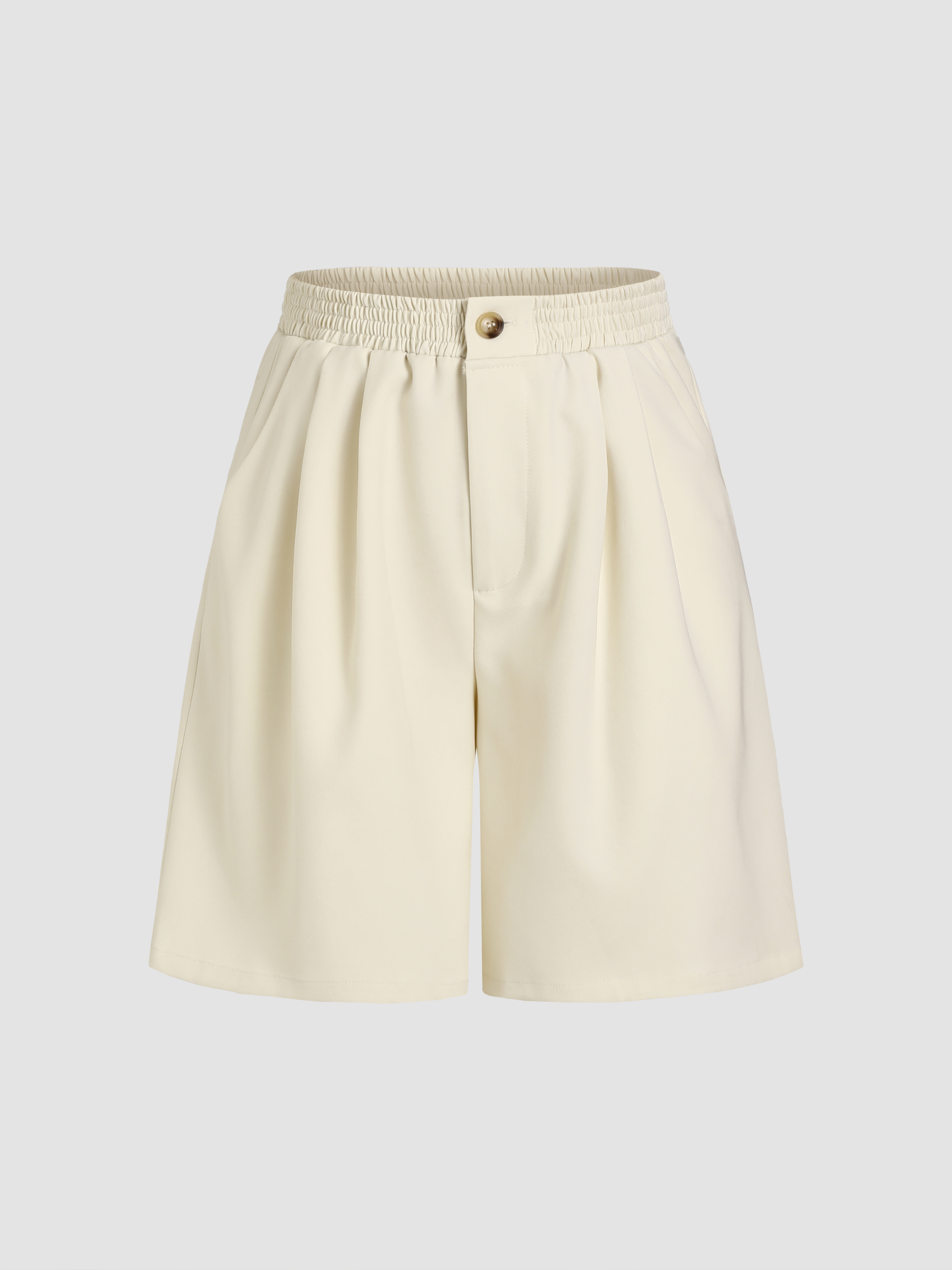 Woven Mid Waist Solid Pocket Shorts For Daily Casual Outdoor