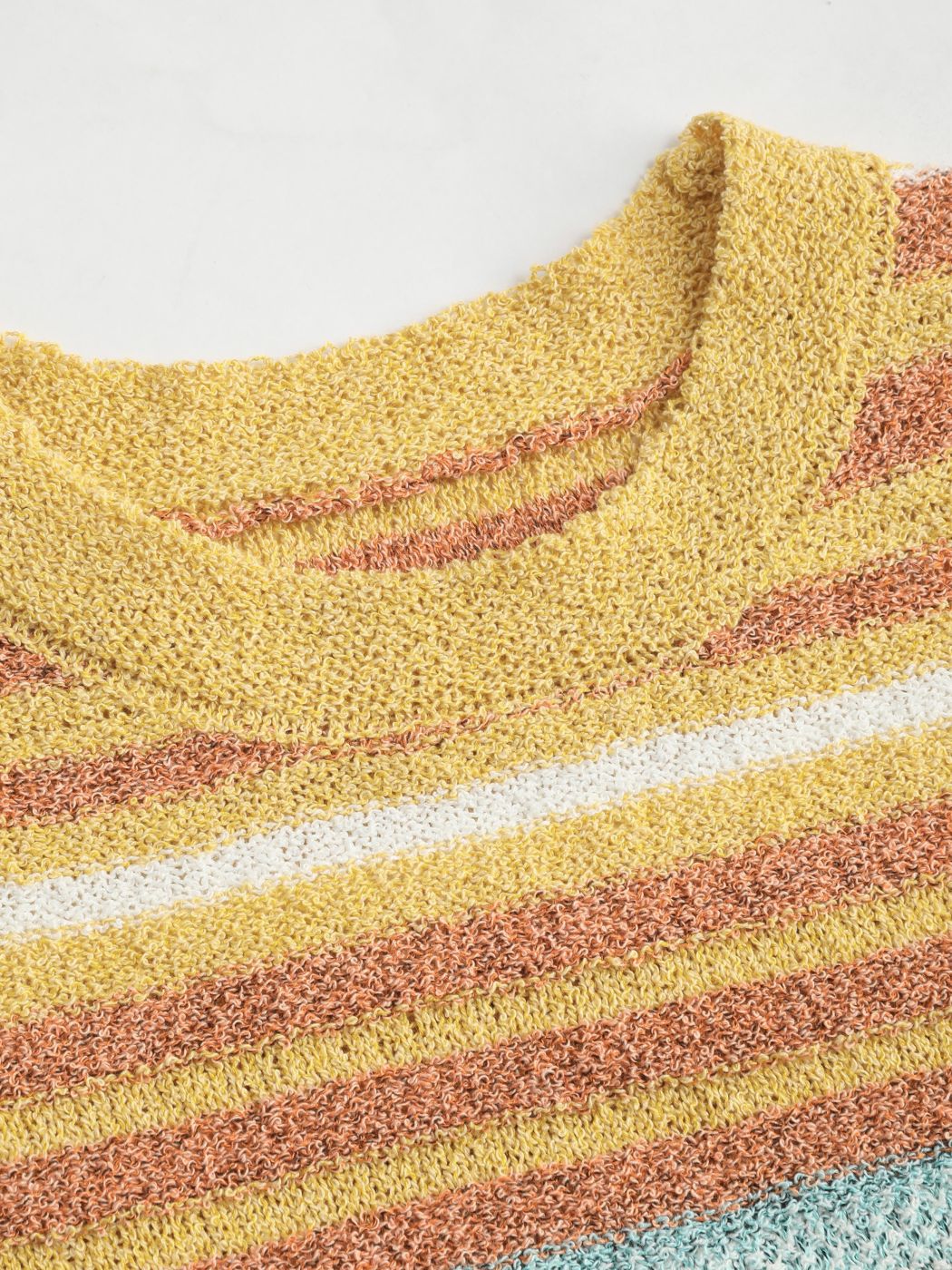 Knit Round Neckline Striped Tank Top - Cider