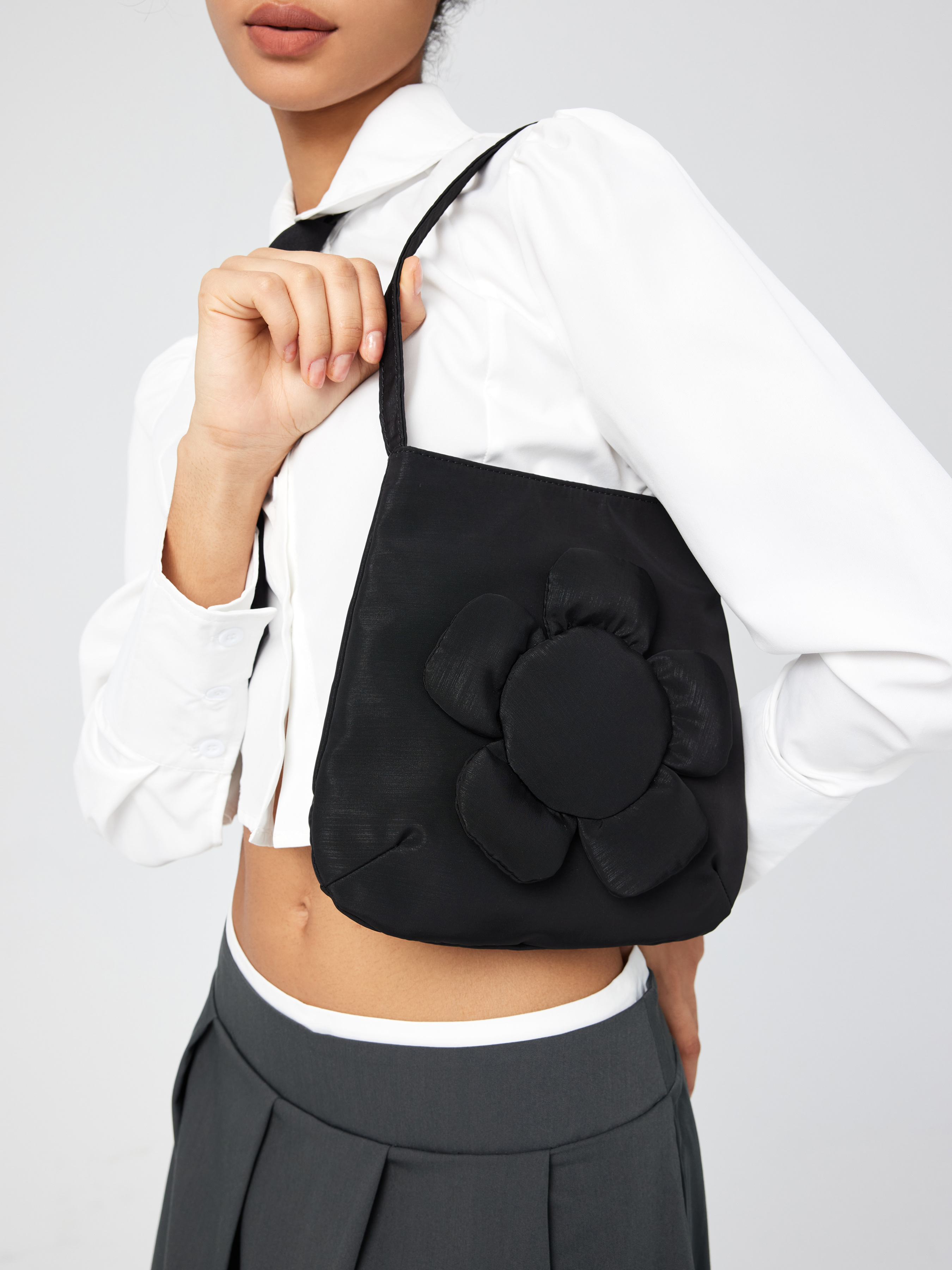 Woven Flower Decor Shoulder Bag For Daily Casual