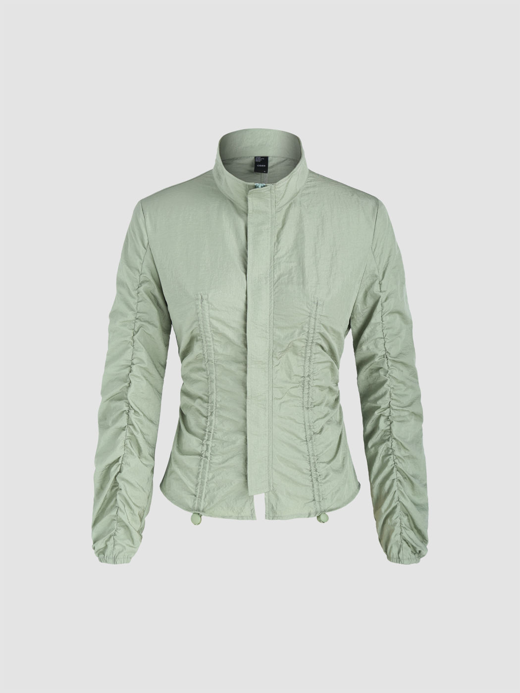 High Neck Ruched Drawstring Jacket For Daily Casual Work