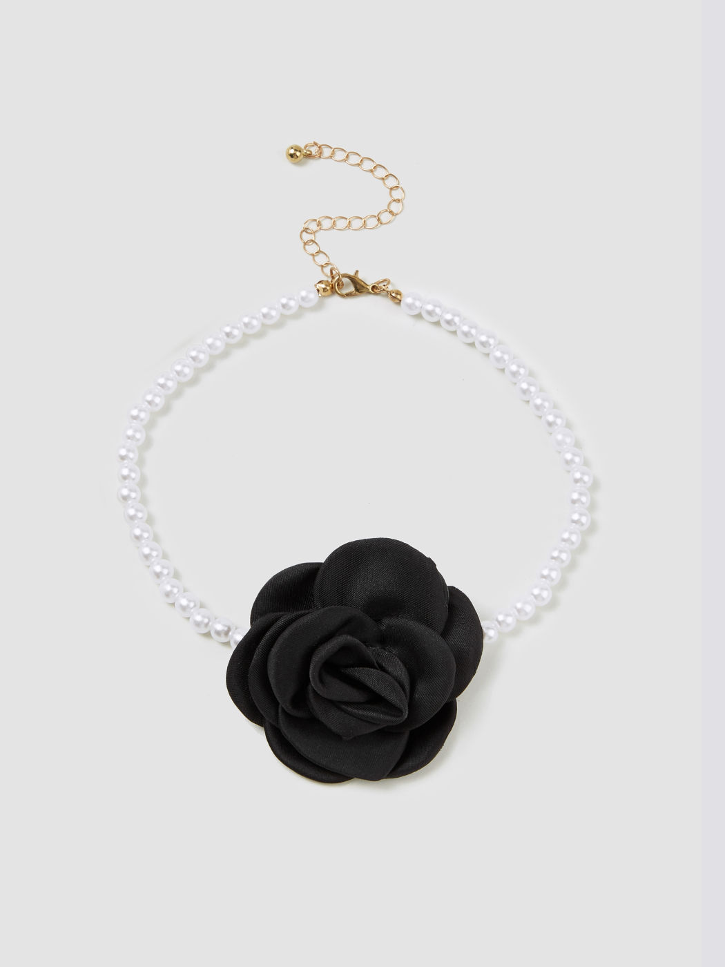 Plastic Rosette Decor Faux Pearl Choker Necklace For Date Exhibition ...