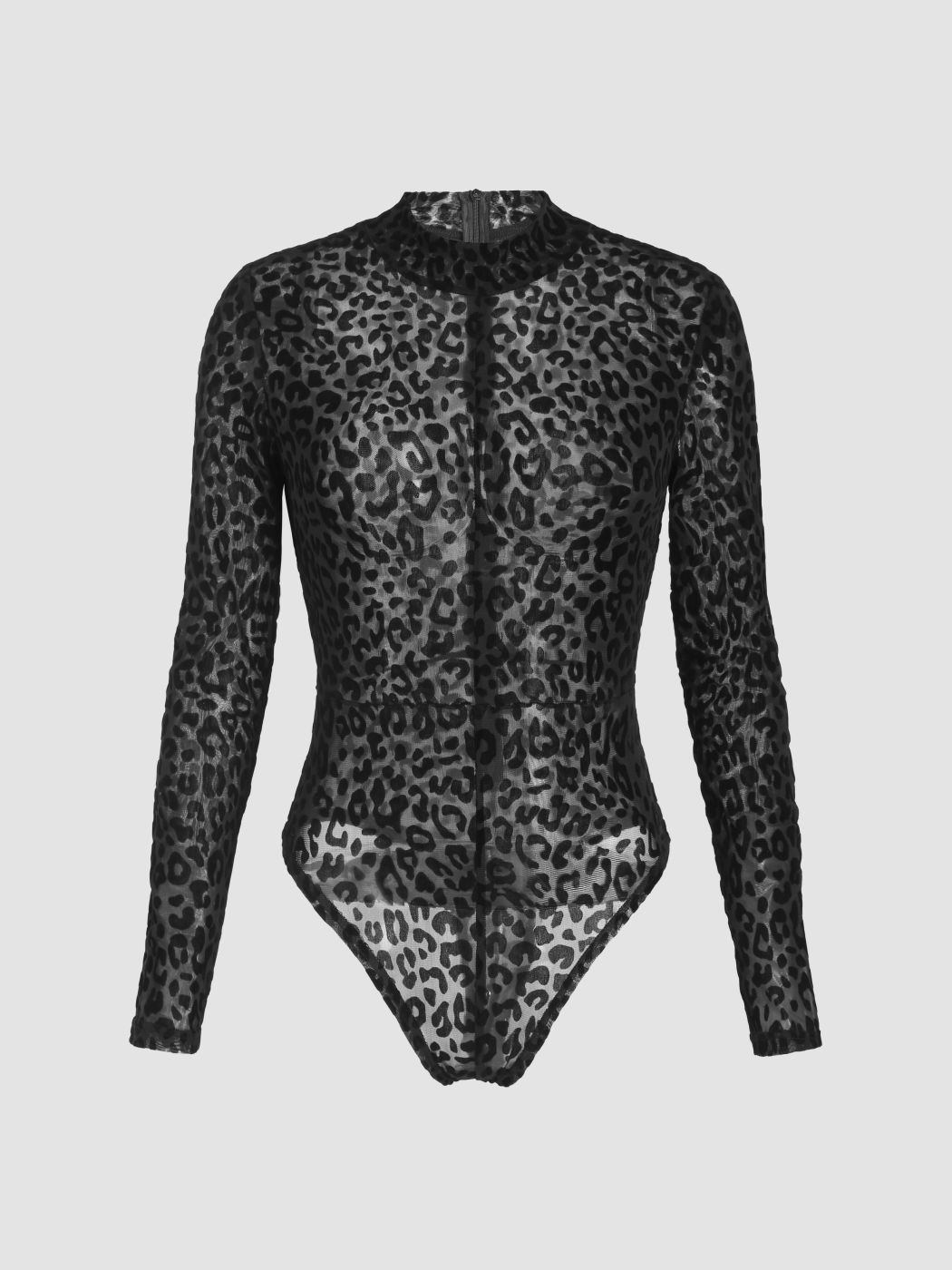 Mesh High Neck Leopard Bodysuit - Cider