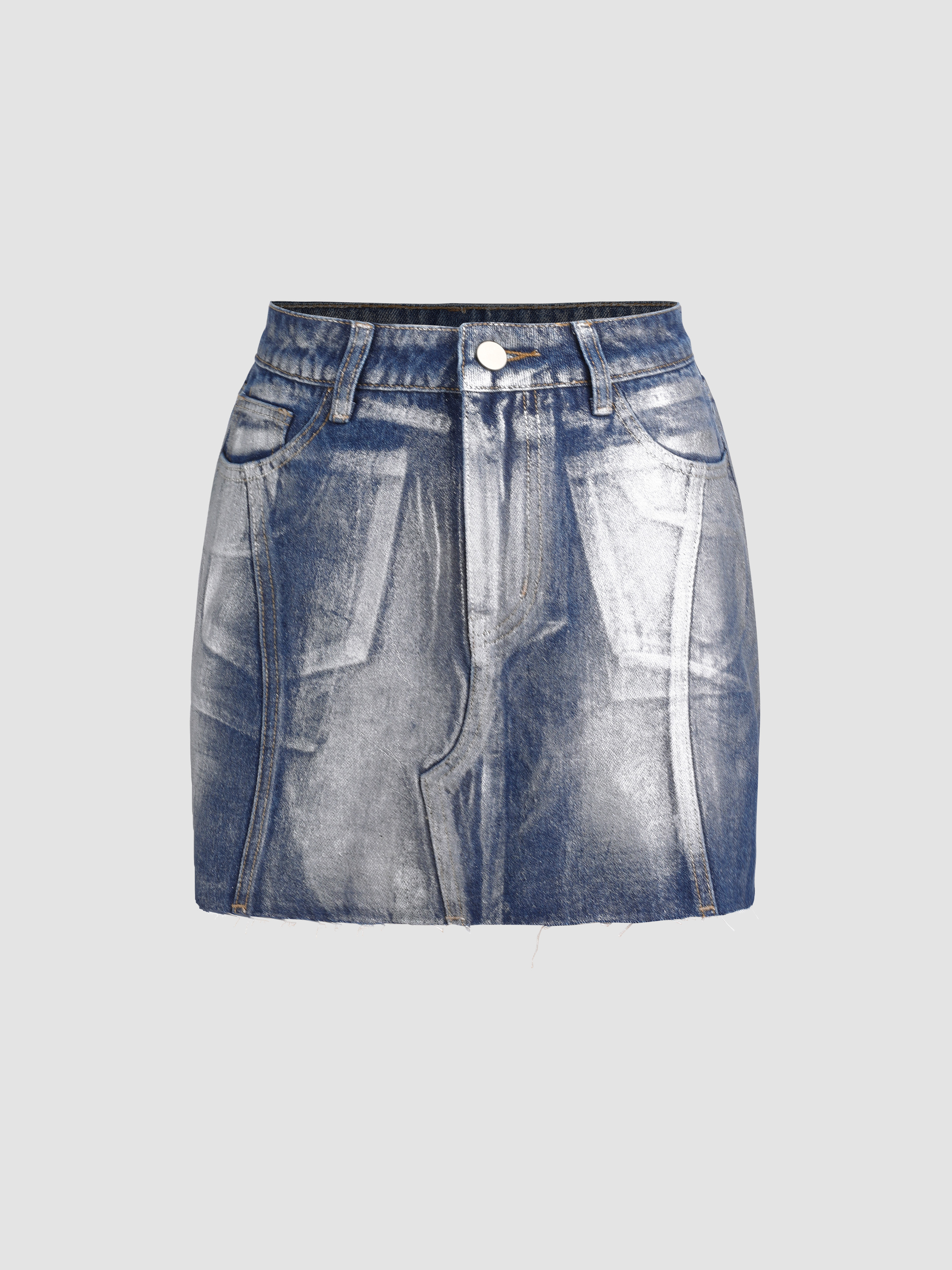 Denim Skirts Jean Skirt Denim Denim Mid Waist Button Mini Skirt For Daily Casual