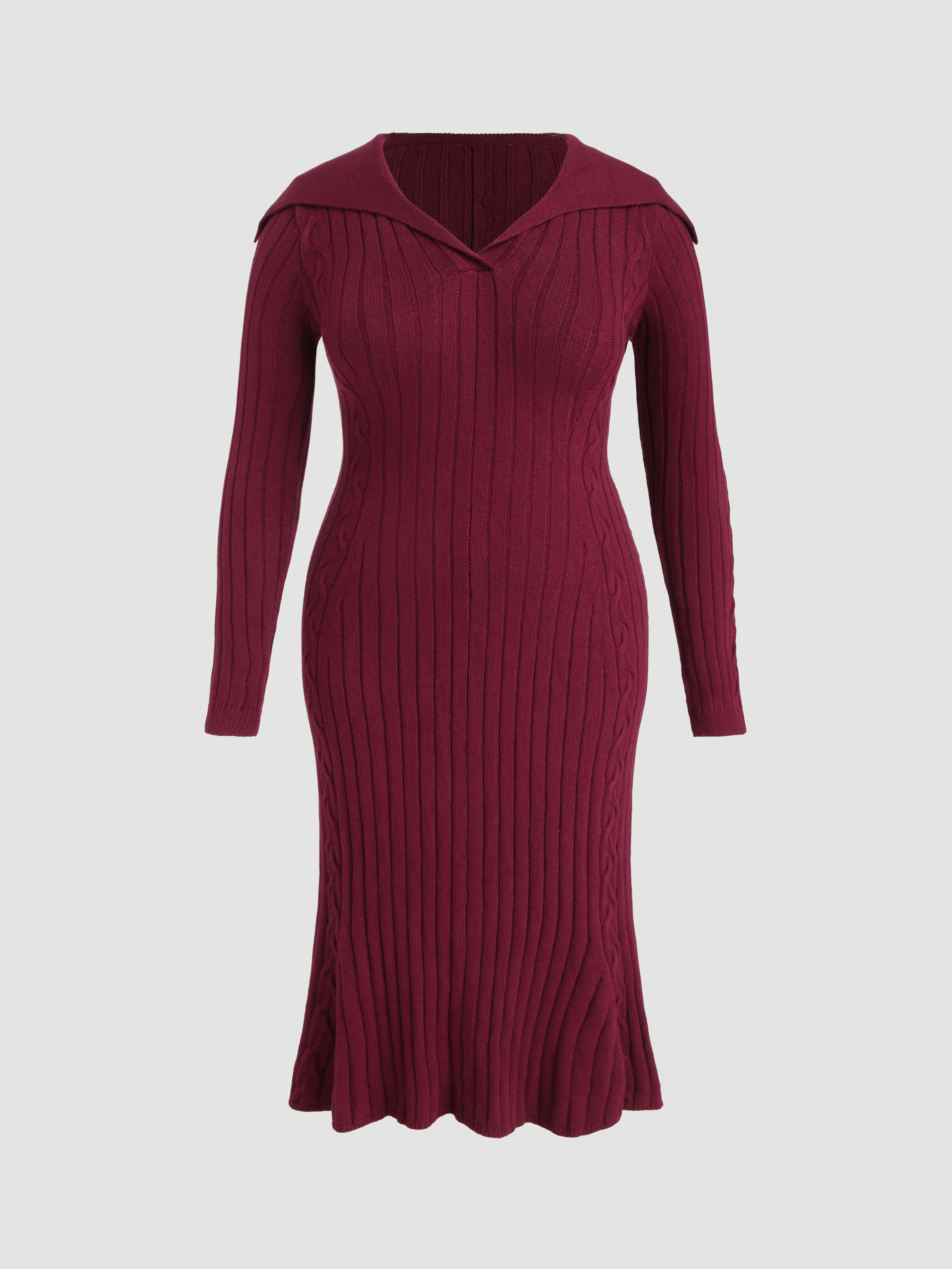 Knit Jacquard V-neck Maxi Dress Curve & Plus - Cider