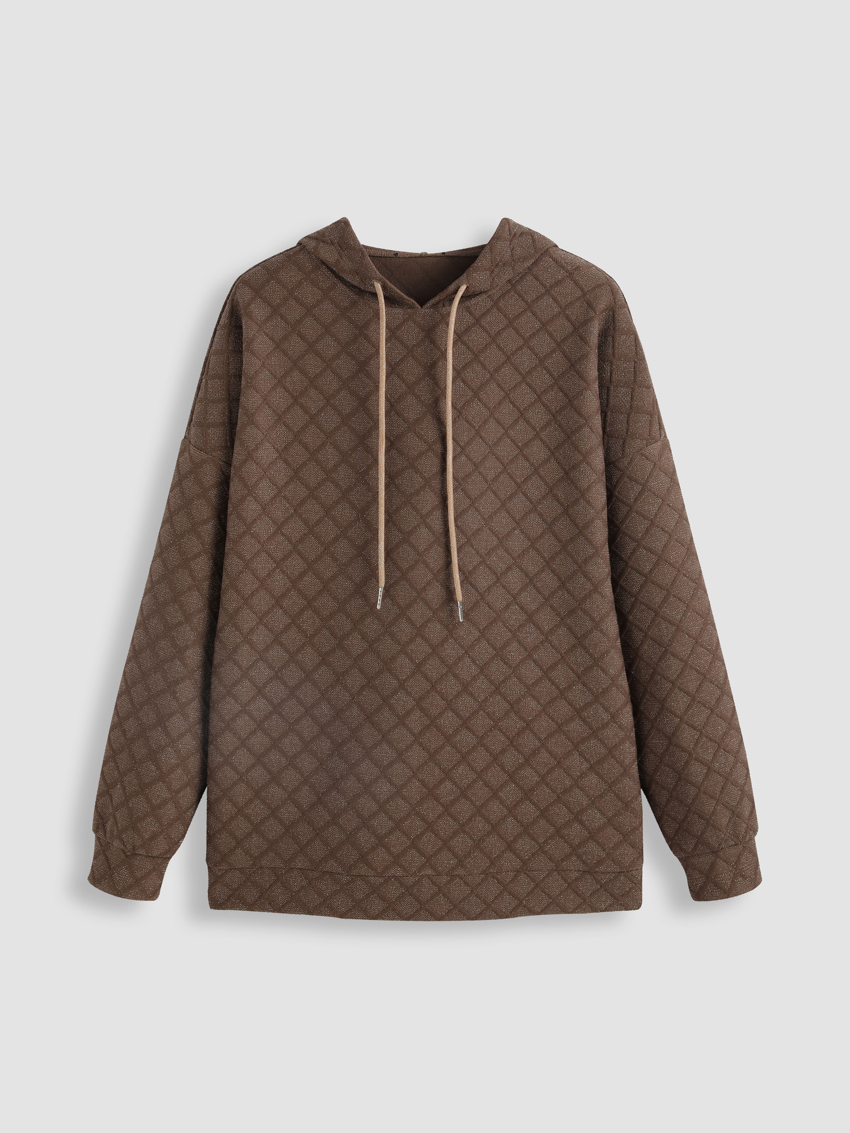 Terry Terry Solid Geometric Drawstring Hoodie For School Daily Casual