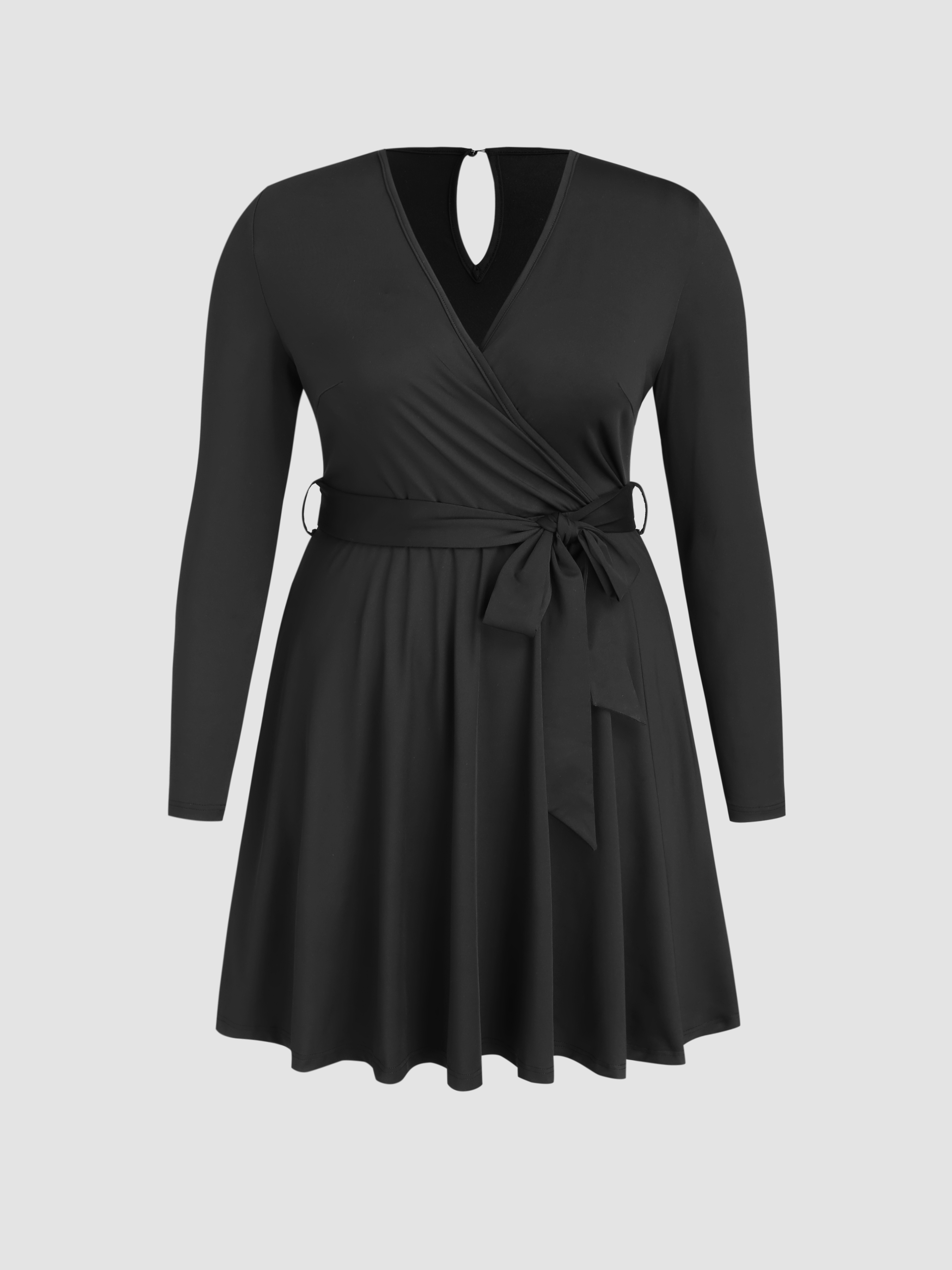 V-neck Bowknot Ruffle Hem Mini Dress Curve & Plus - Cider V-neck Bowknot Ruffle Hem Mini Dress Curve & Plus - Cider