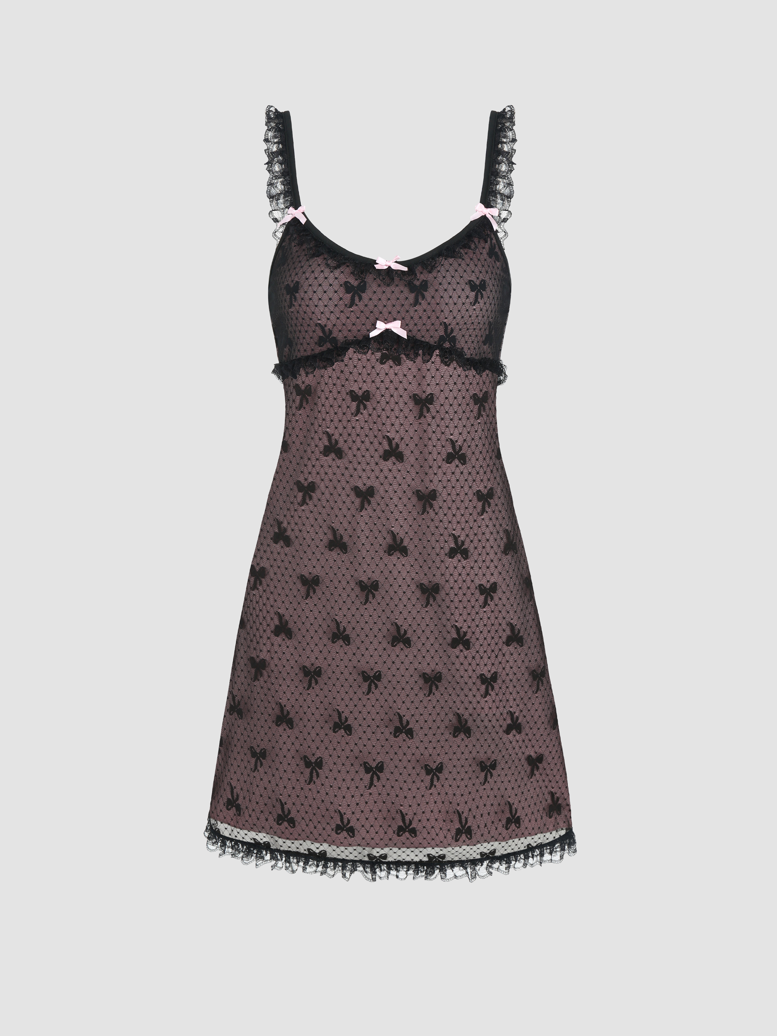 Mesh Bowknot Mini Slip Nightdress For Home