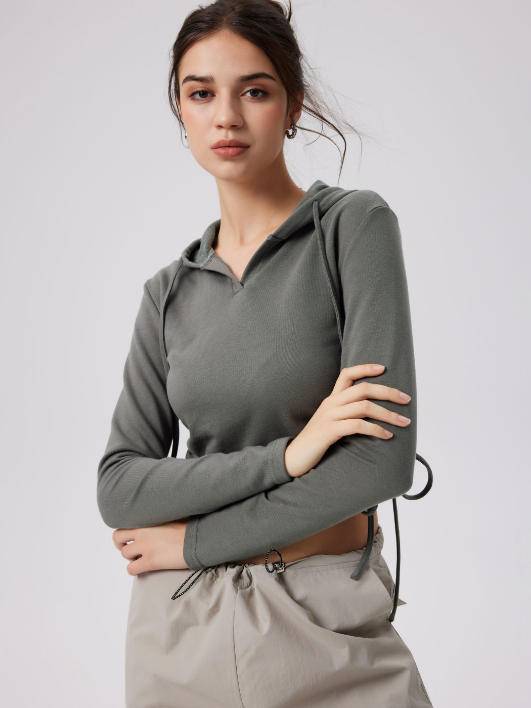 Terry Solid Drawstring Hoodie For Daily Casual School