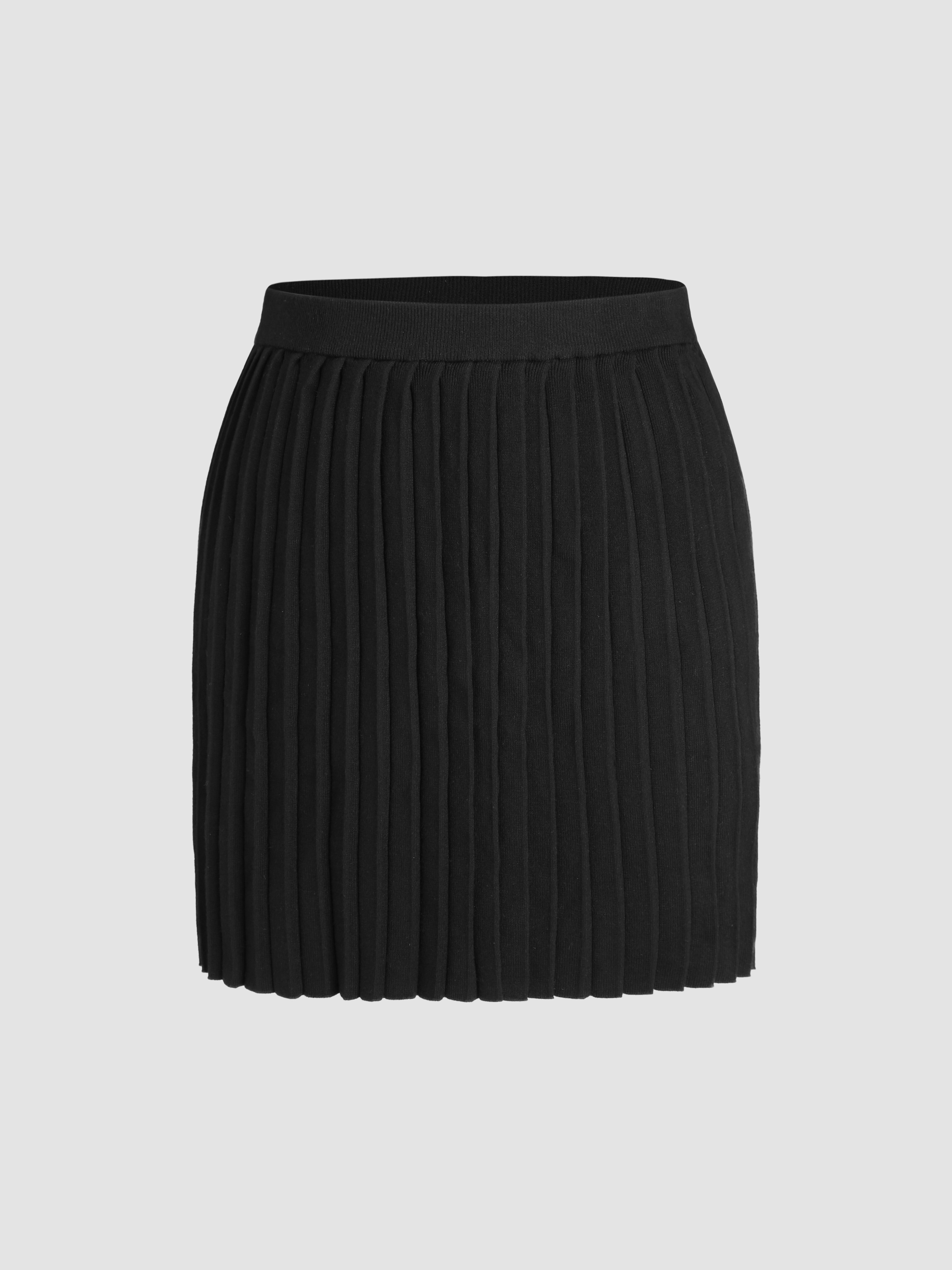 Mid Waist Pleated Knit Skirt Curve & Plus - Cider