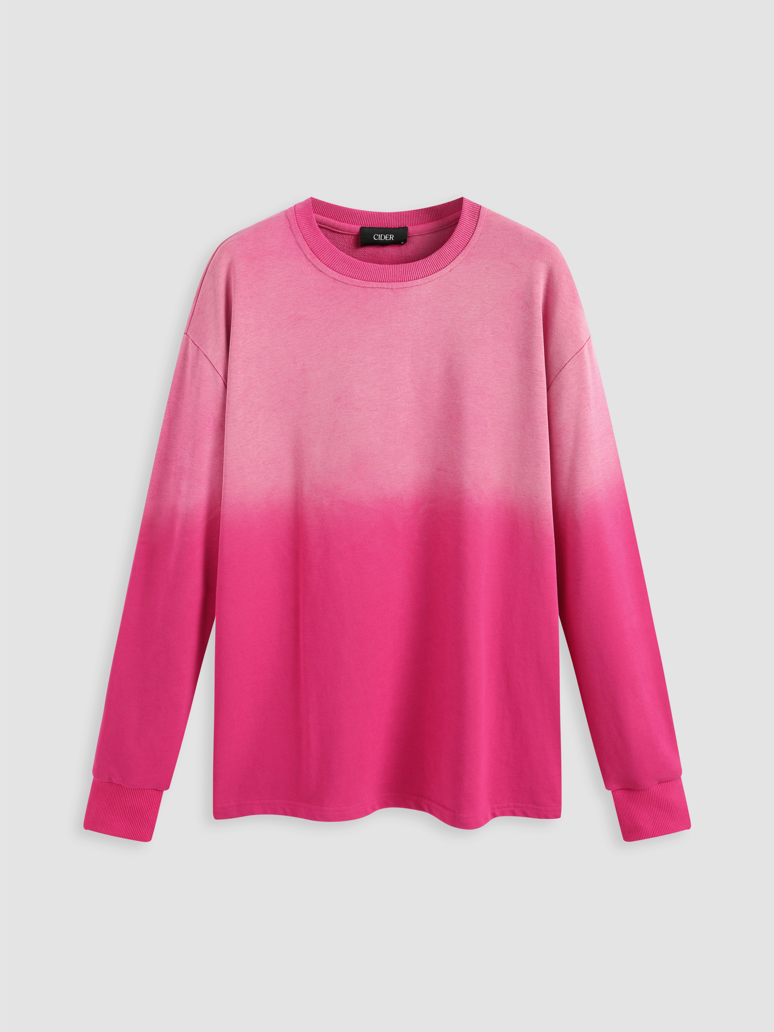 Knit Fabric Round Neckline Gradient Sweatshirt For School Daily Casual