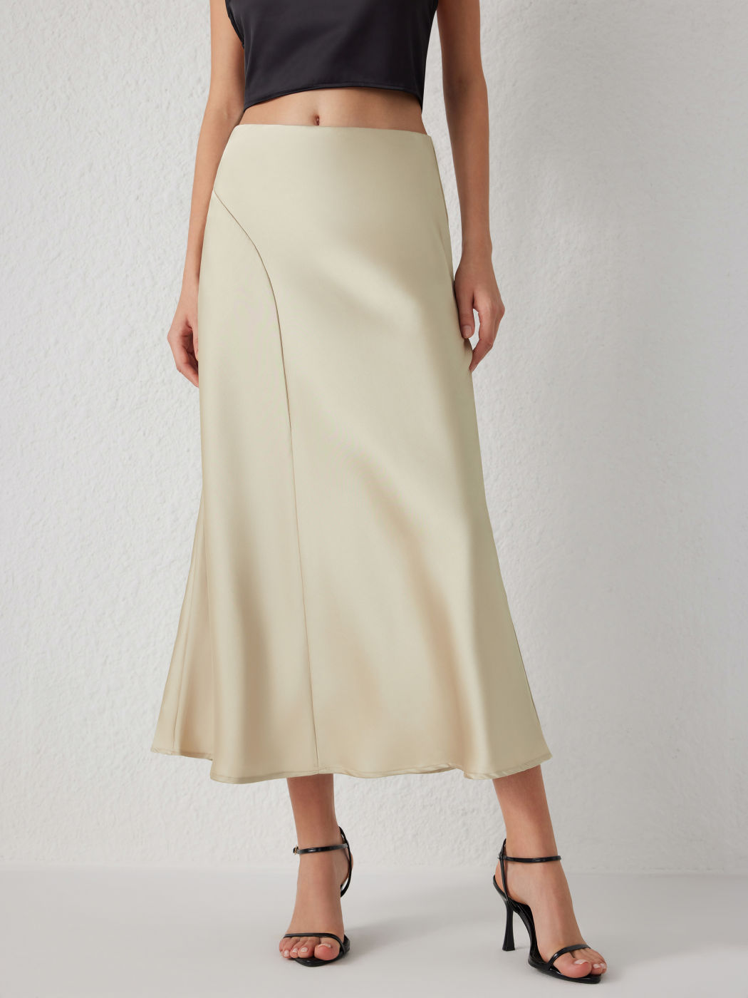 Long Skirts Satin Ruffle Satin Maxi Skirt For Date Wedding