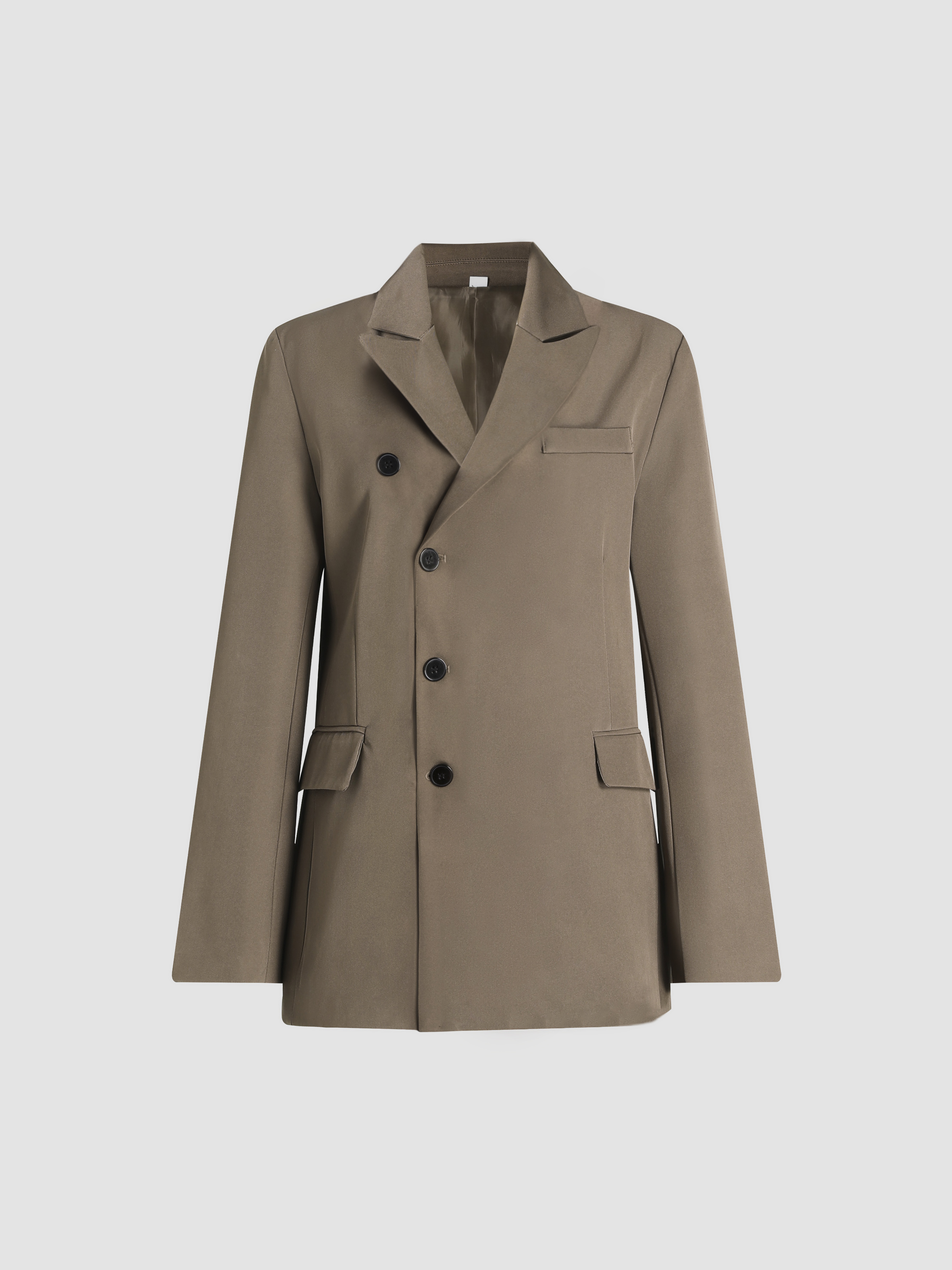 Collar Solid Button Blazer For Daily Casual Work