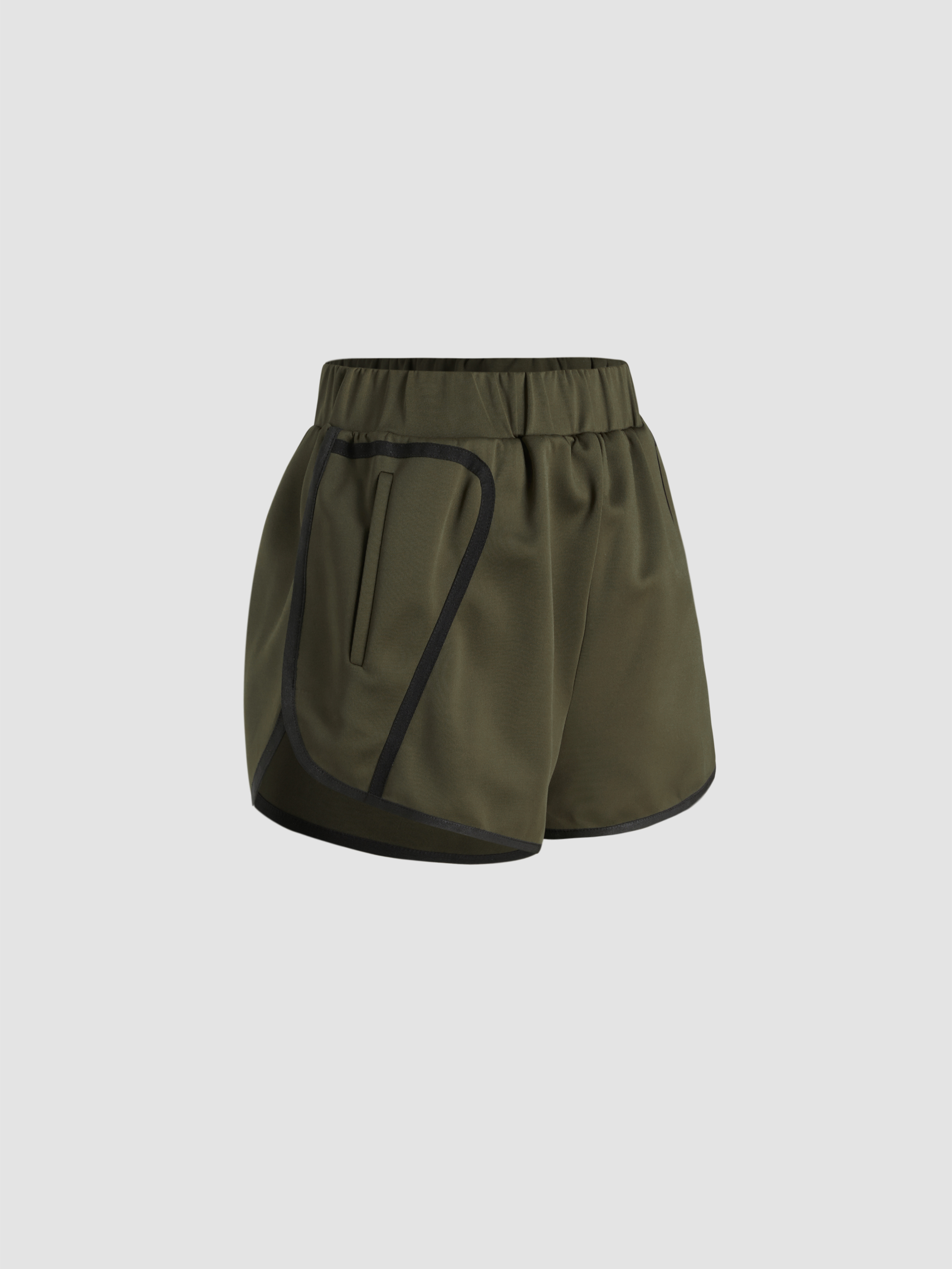 High Waist Solid Pocket Shorts - Cider