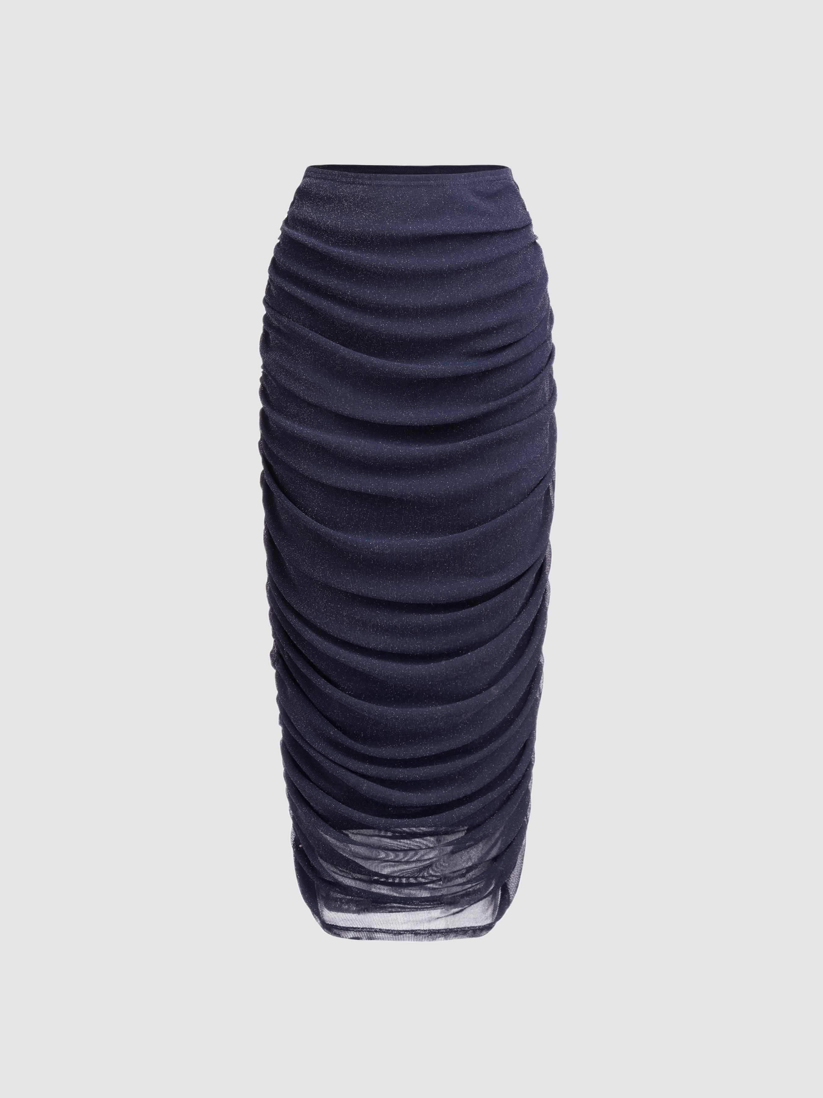 Mesh Mid Waist Ruched Maxi Skirt For Daily Casual Date Coffee Shop