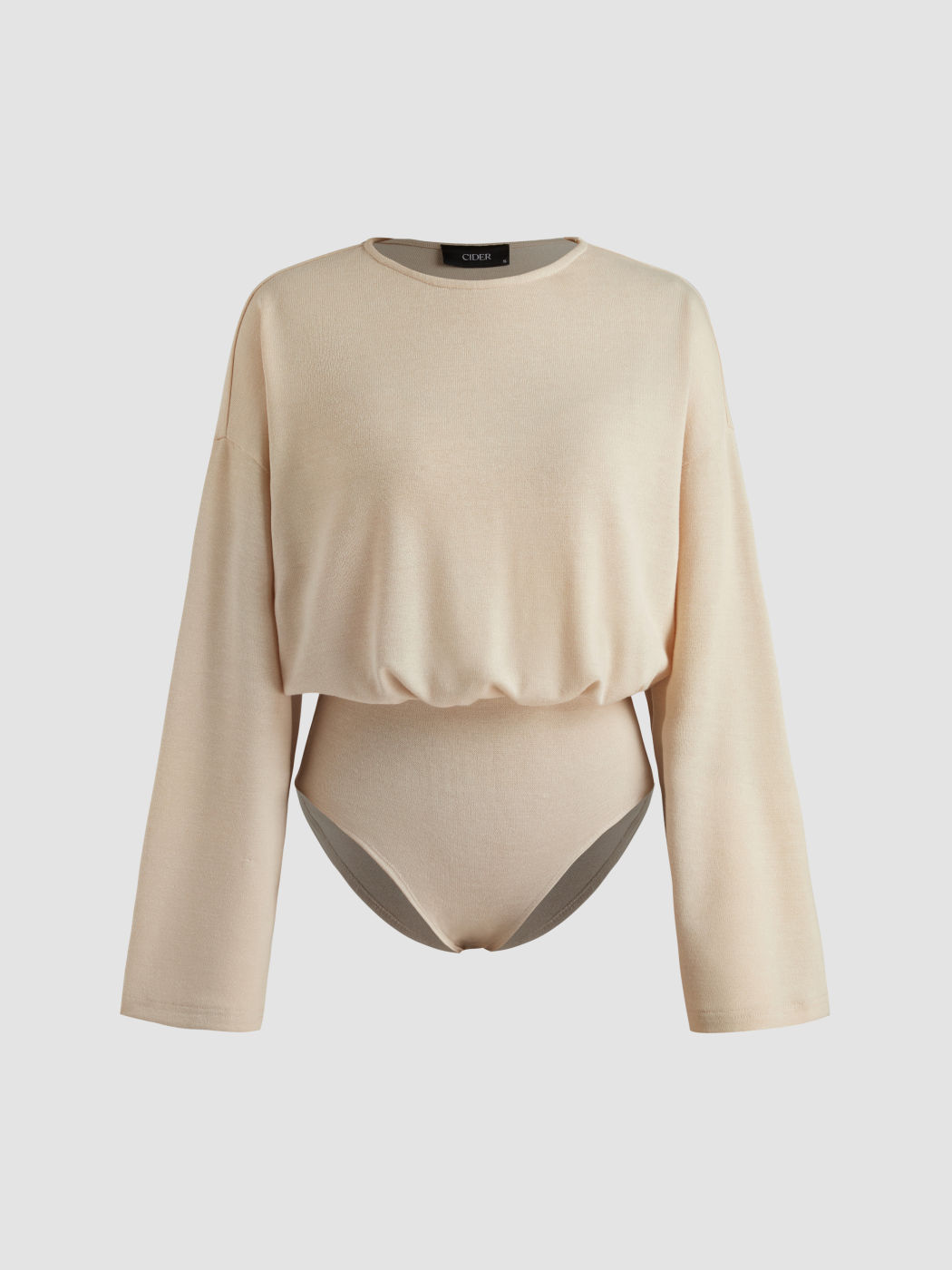 Round Neck Solid Bodysuit - Cider