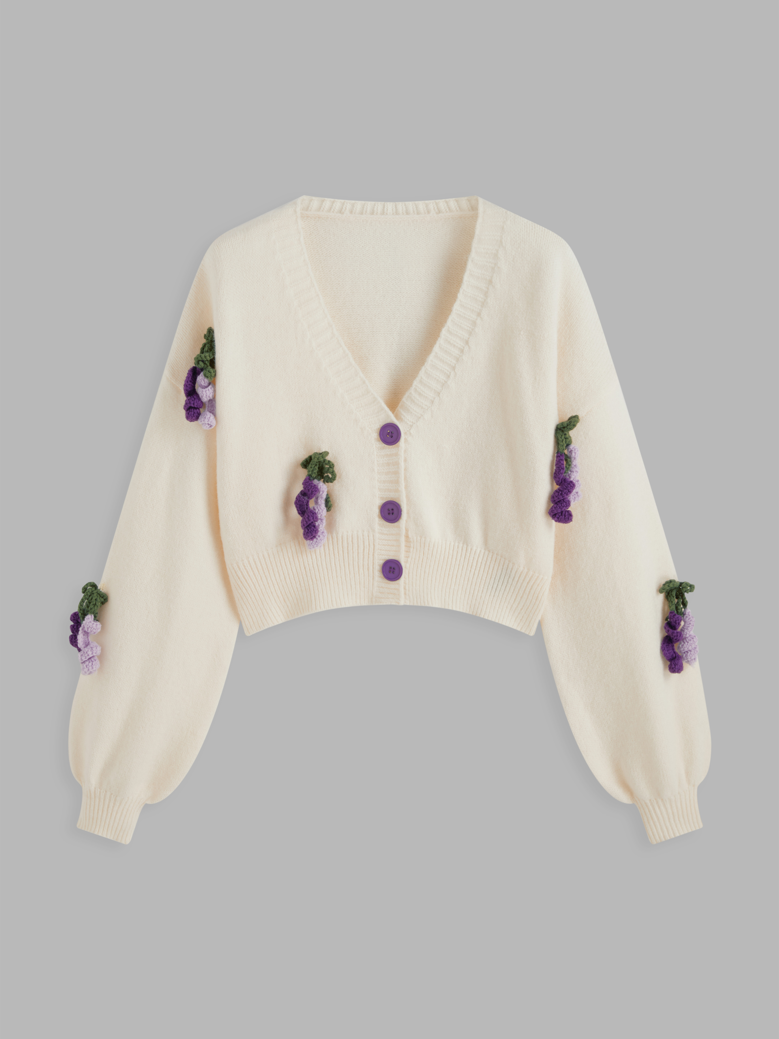 V-neck Grape Button Cardigan - Cider