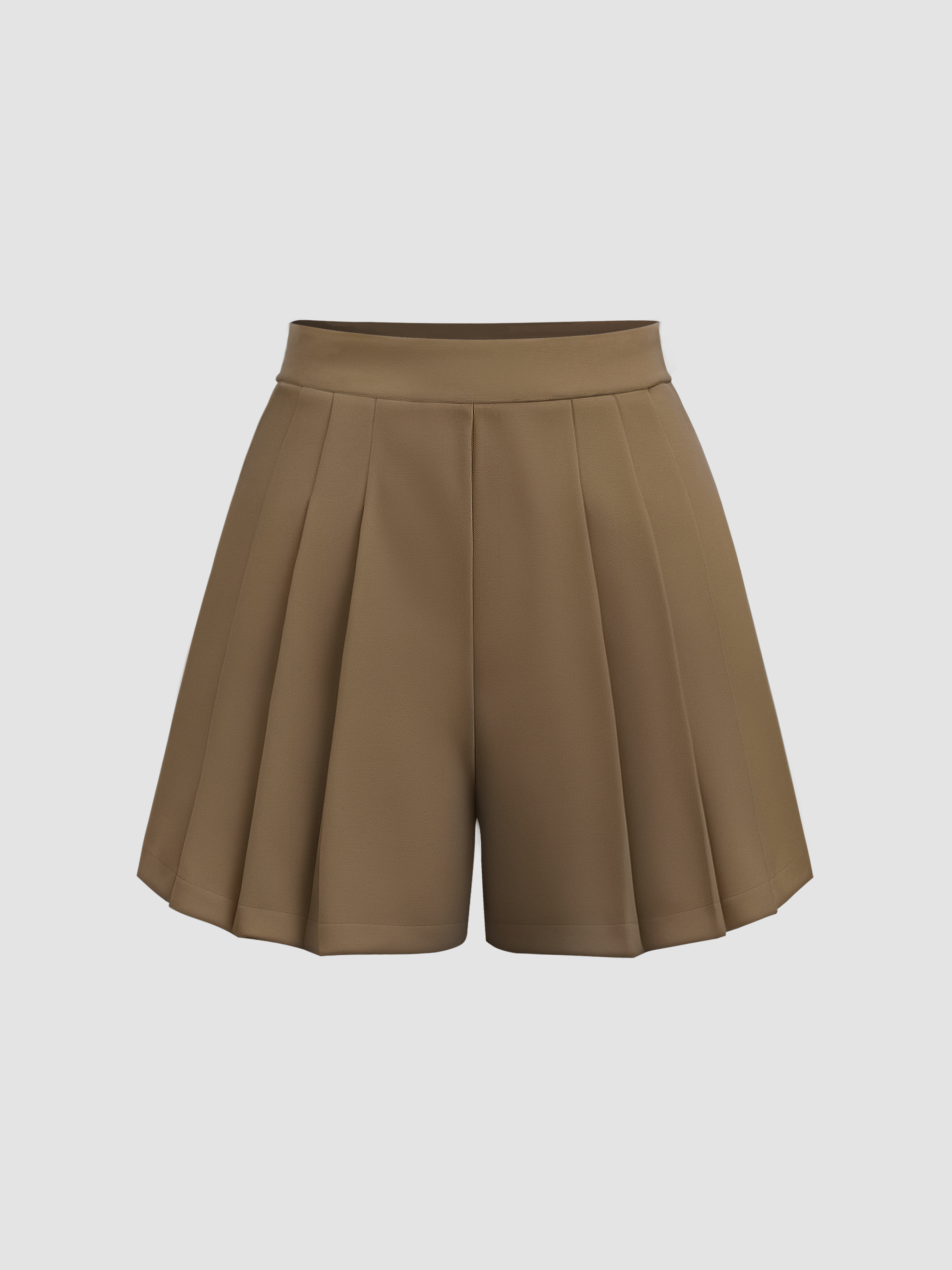 Middle Waist Solid Pleated Shorts For Daily Casual Coffee Shop Work