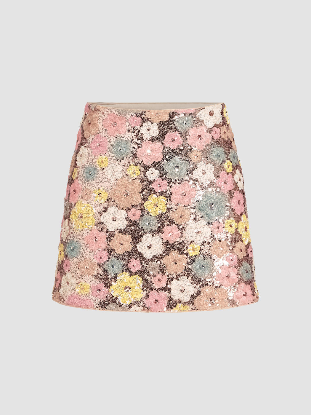 Sequins Floral Mini Skirt - Cider