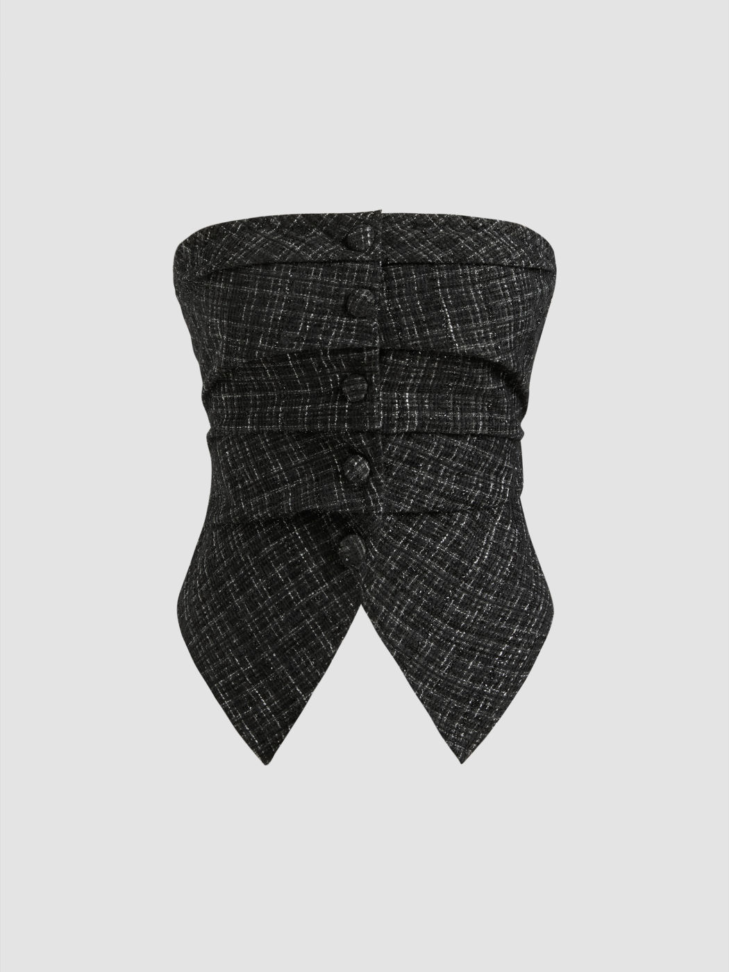 Tweed Button Ruched Tube Top - Cider