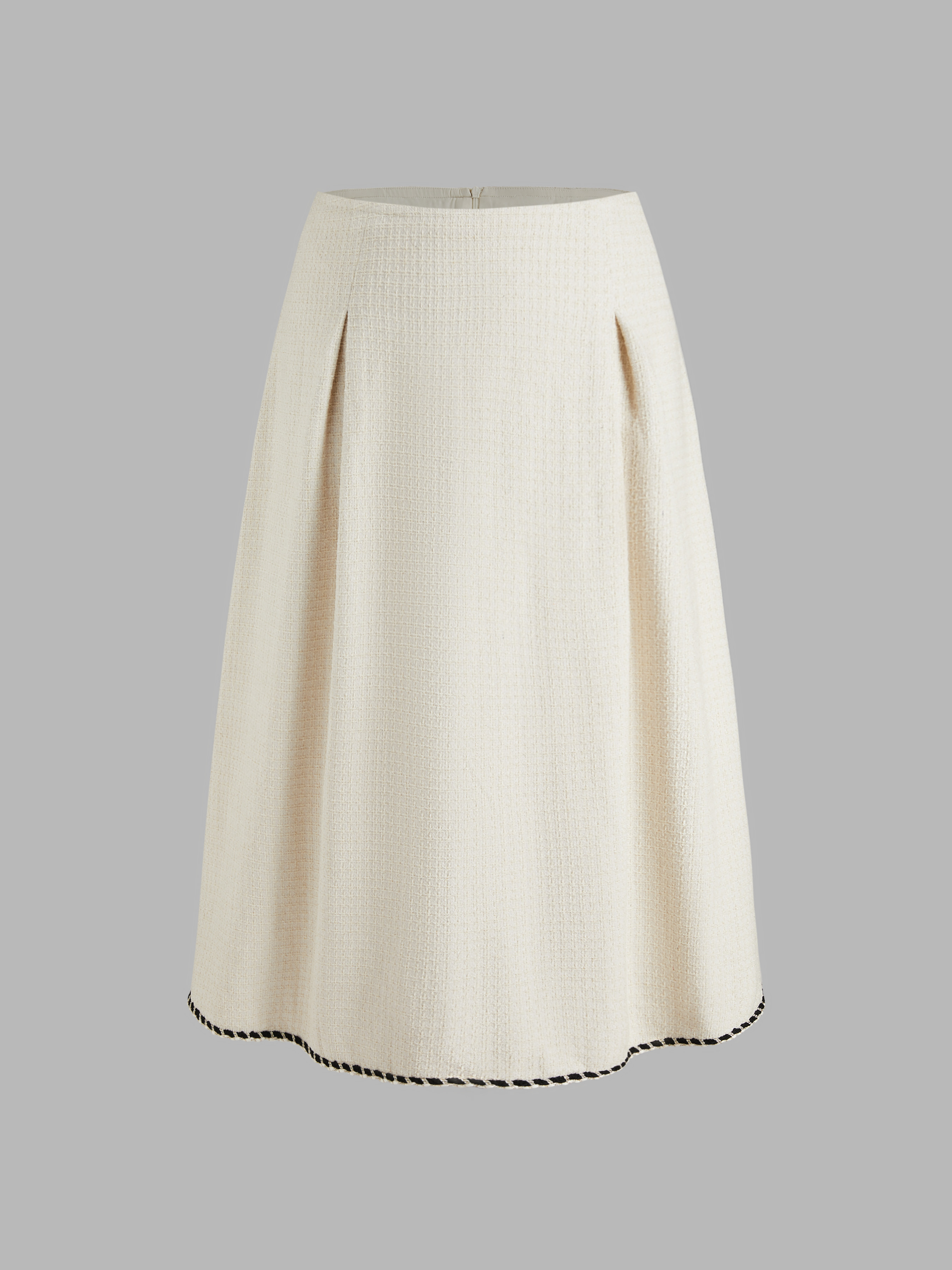 Tweed Mid Waist Solid Pleated Maxi Skirt Curve And Plus Cider