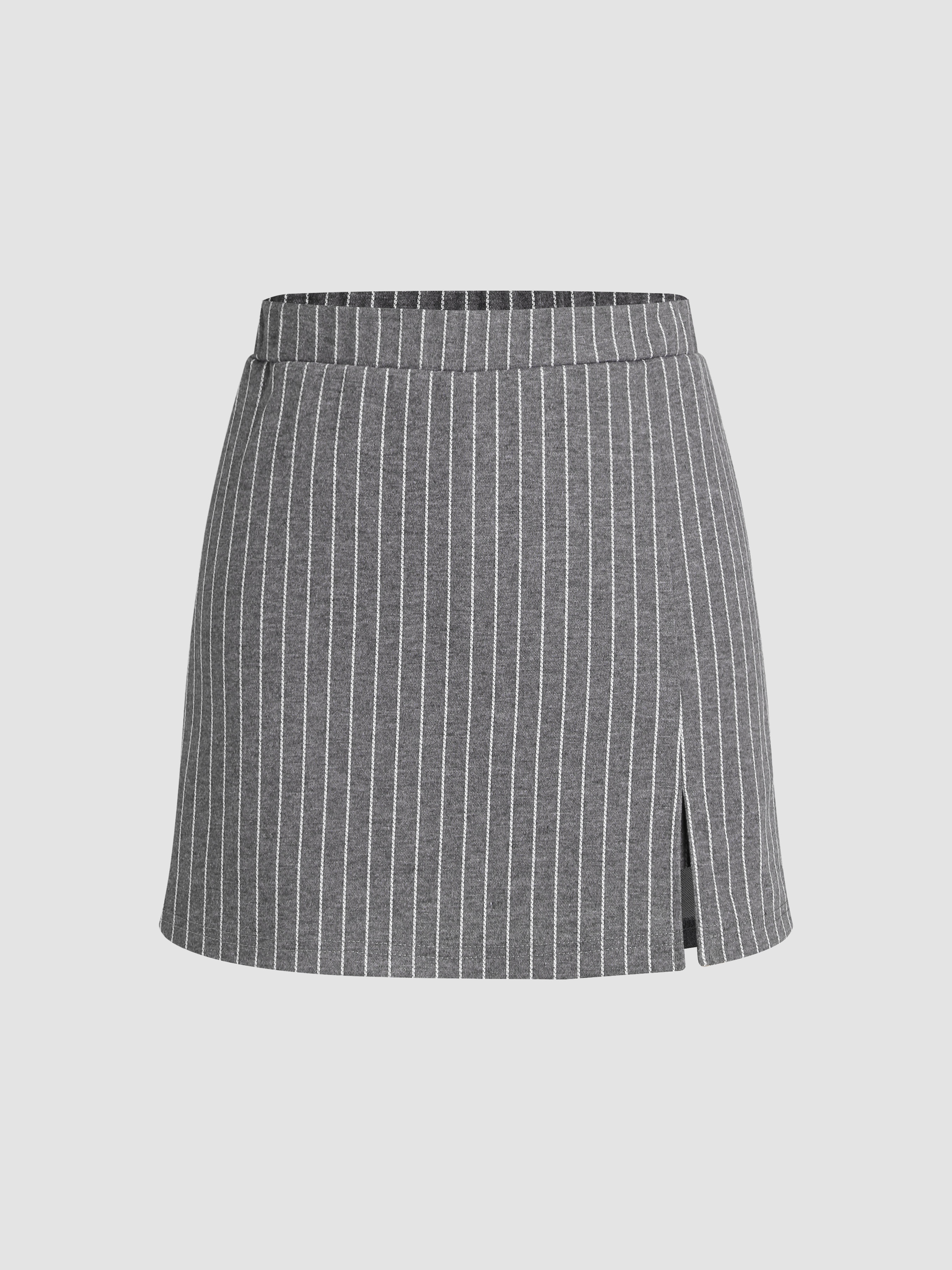 Mid Waist Striped Split Mini Skort - Cider