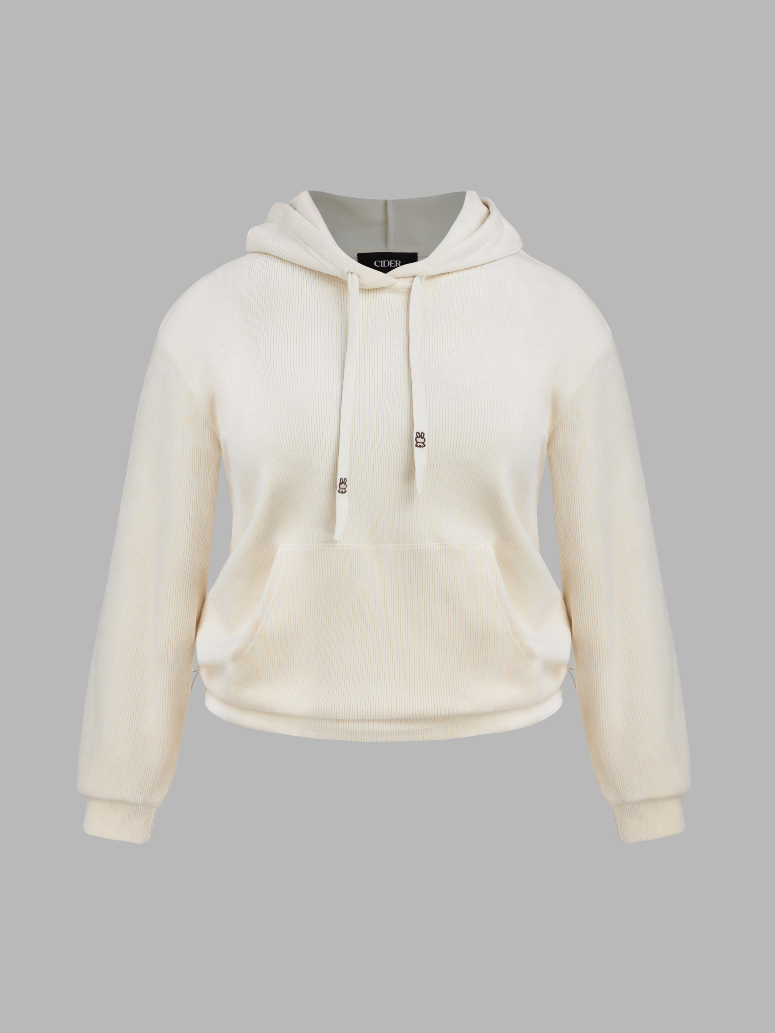 Velvet Drawstring Hoodie Curve & Plus - Cider