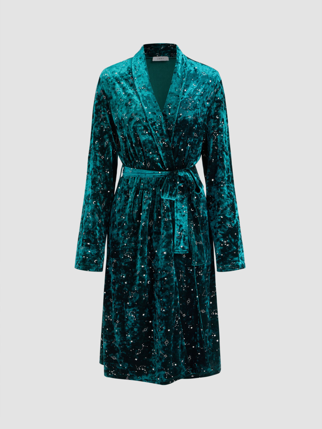 Velvet V-neck Star Belted Robe For Home
