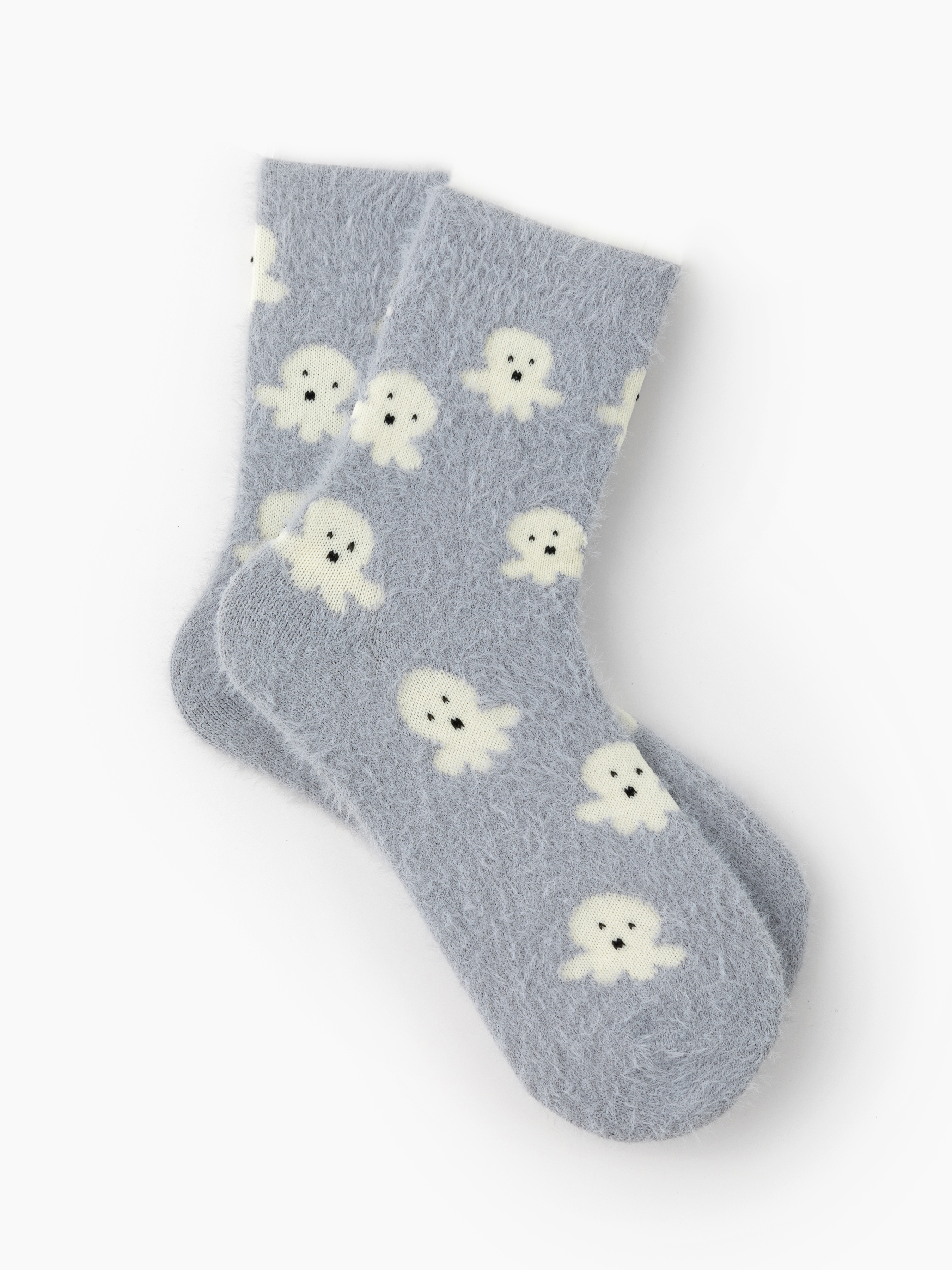 Fluffy Jellyfish Pattern Crew Socks For School Daily Casual