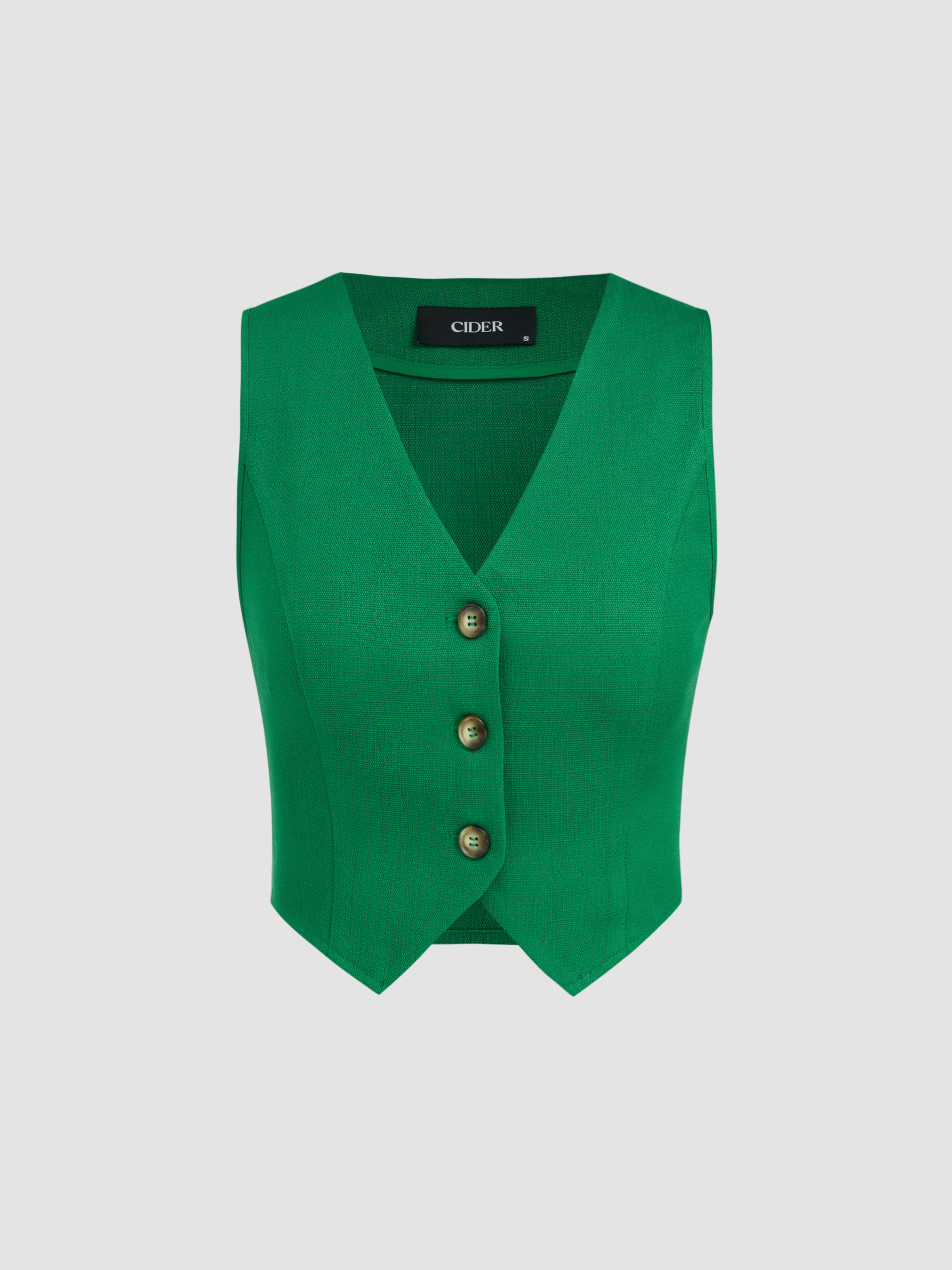 V-neck Solid Button Vest For Daily Casual Work