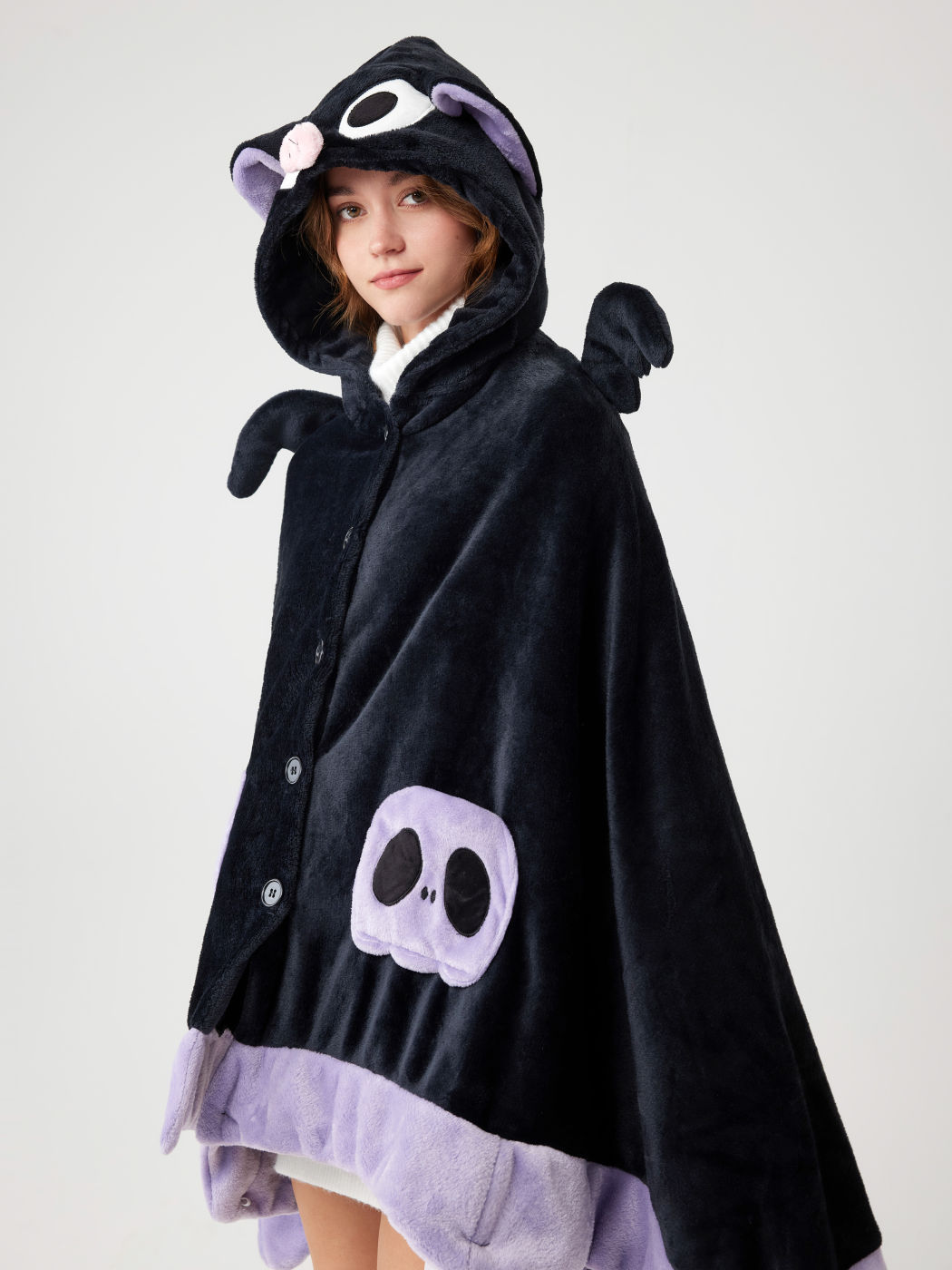 Bat Pattern Hooded Blanket For Home