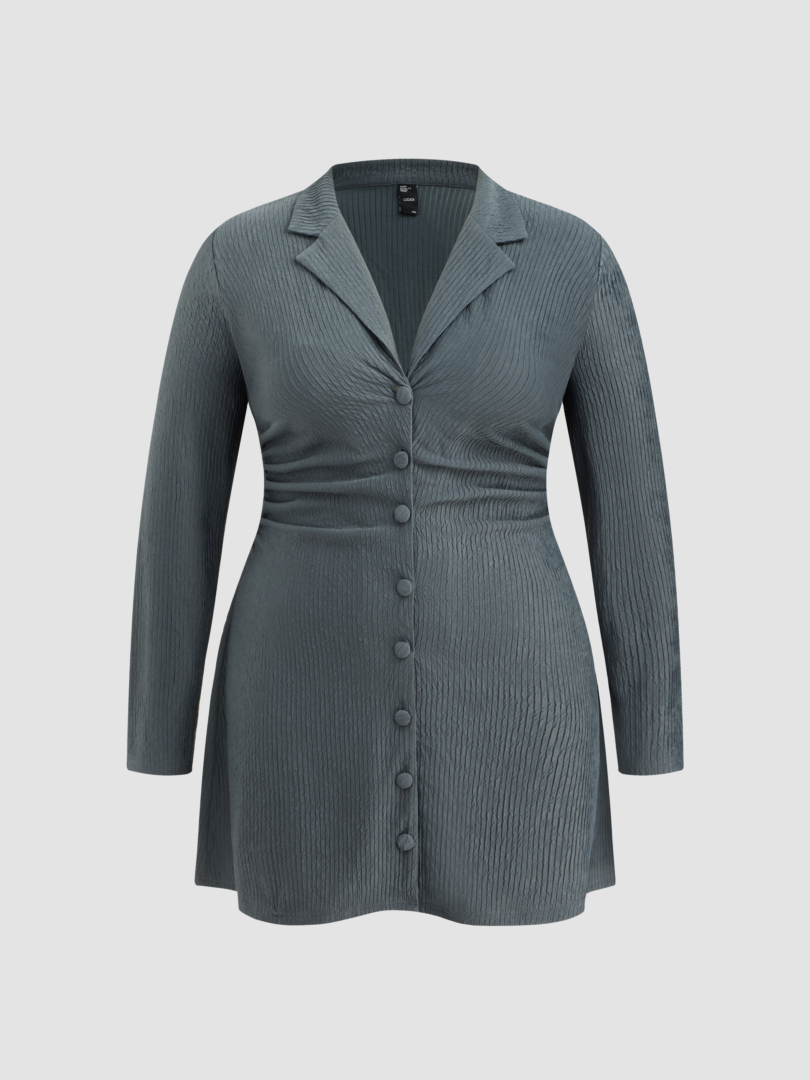 Woven Woven Collar Button Mini Dress Curve & Plus For Work Daily Casual