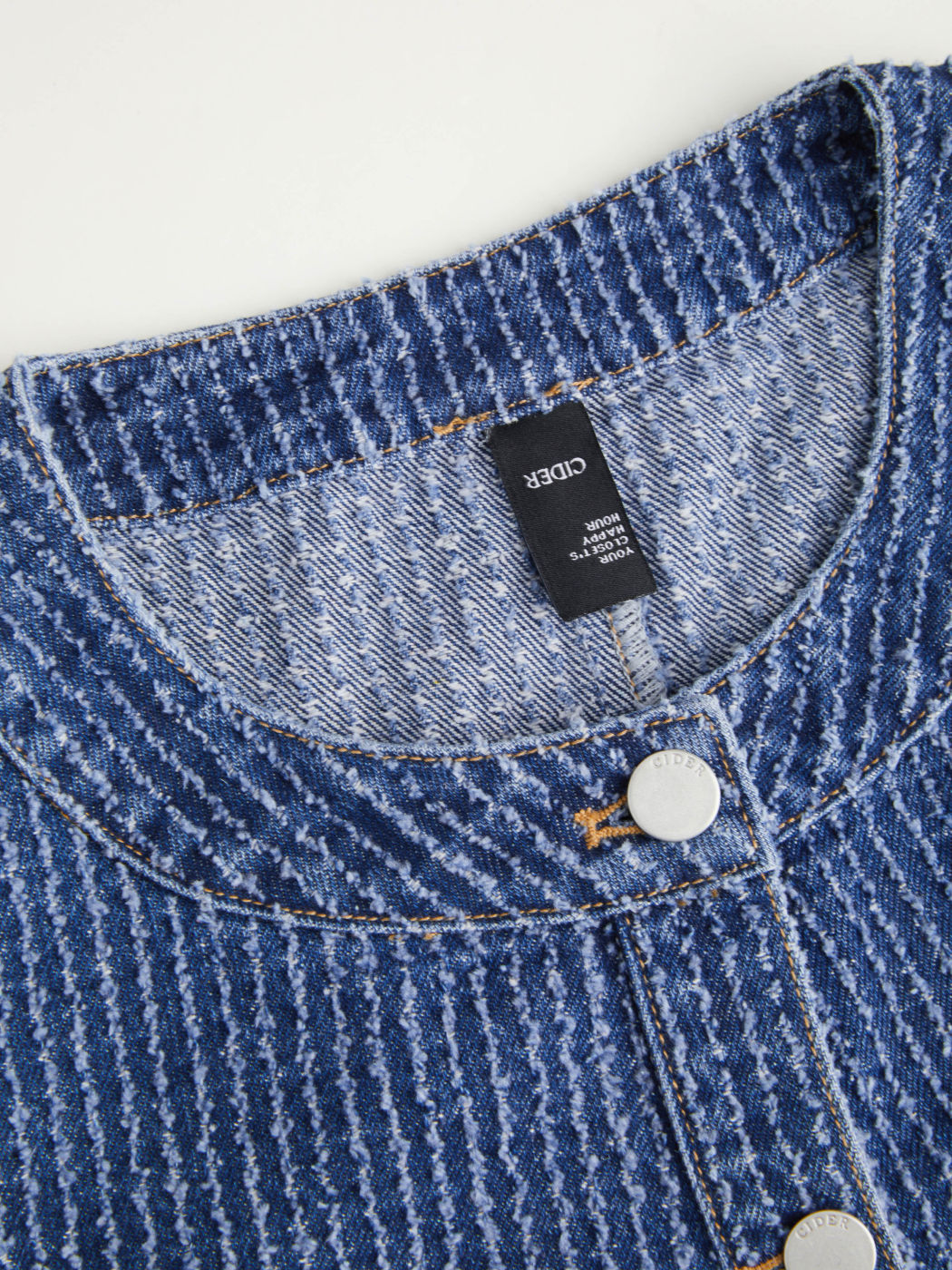 Denim Collarless Solid Button Jacket For Daily Casual Coffee Shop