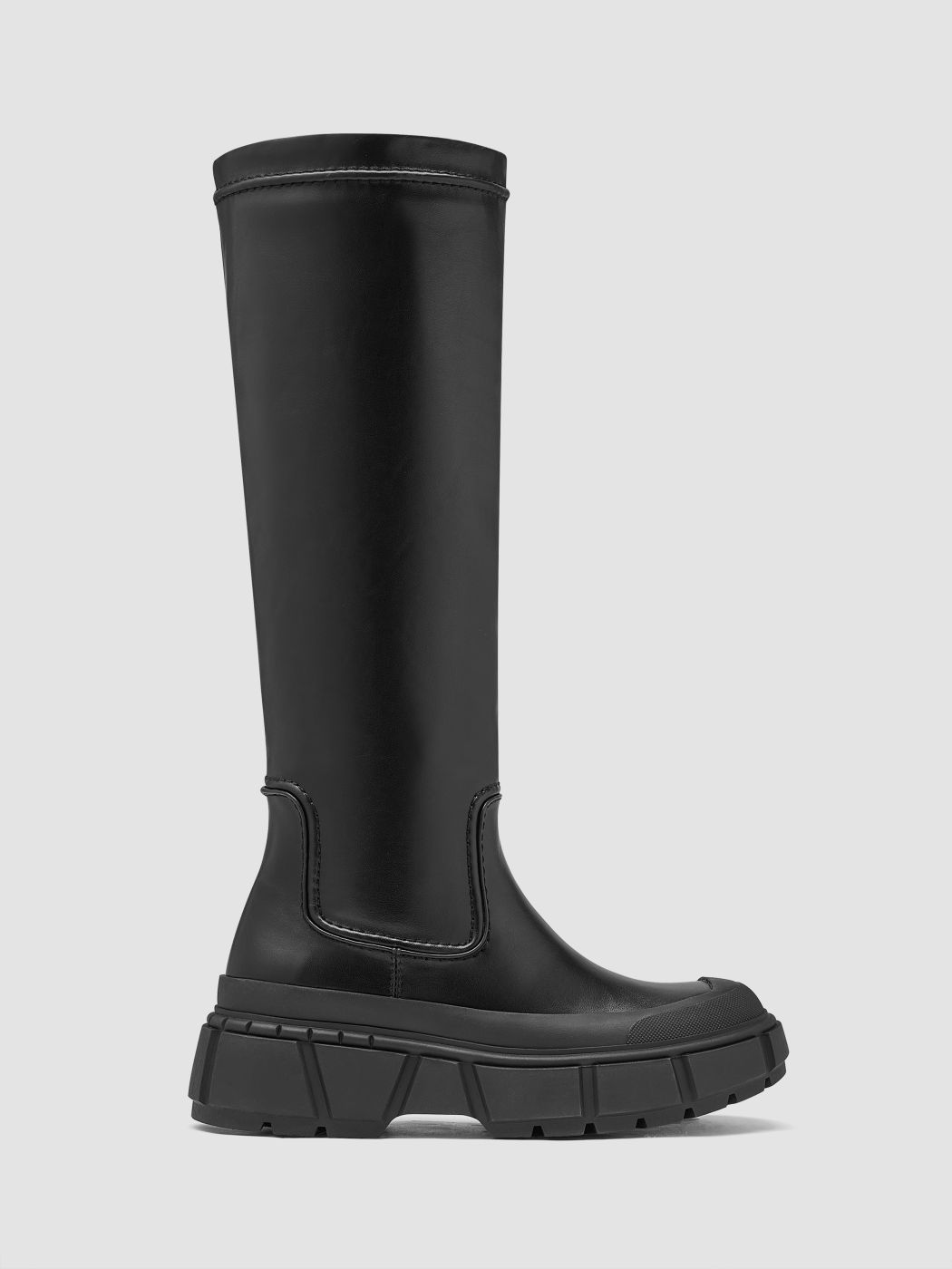 Basic Faux Leather Middle-high Boots - Cider