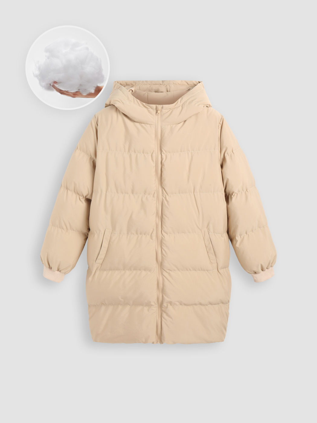 Woven Hooded Solid Pocket Puffer Coat For Daily Casual