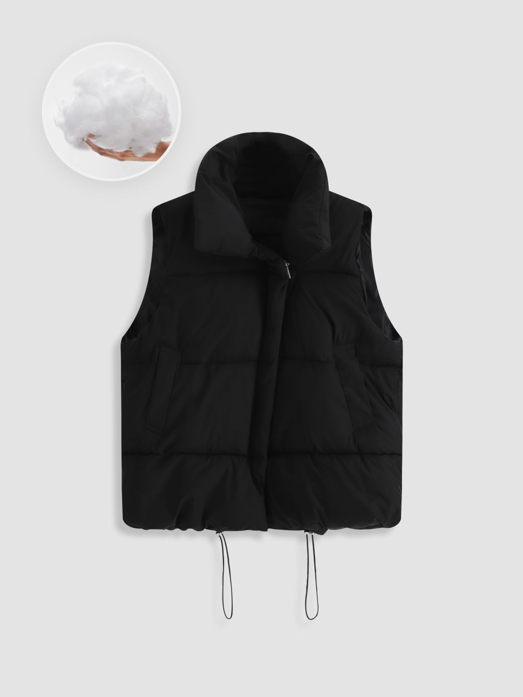 Woven Thermal Solid Drawstring Puffer Vest For Daily Casual