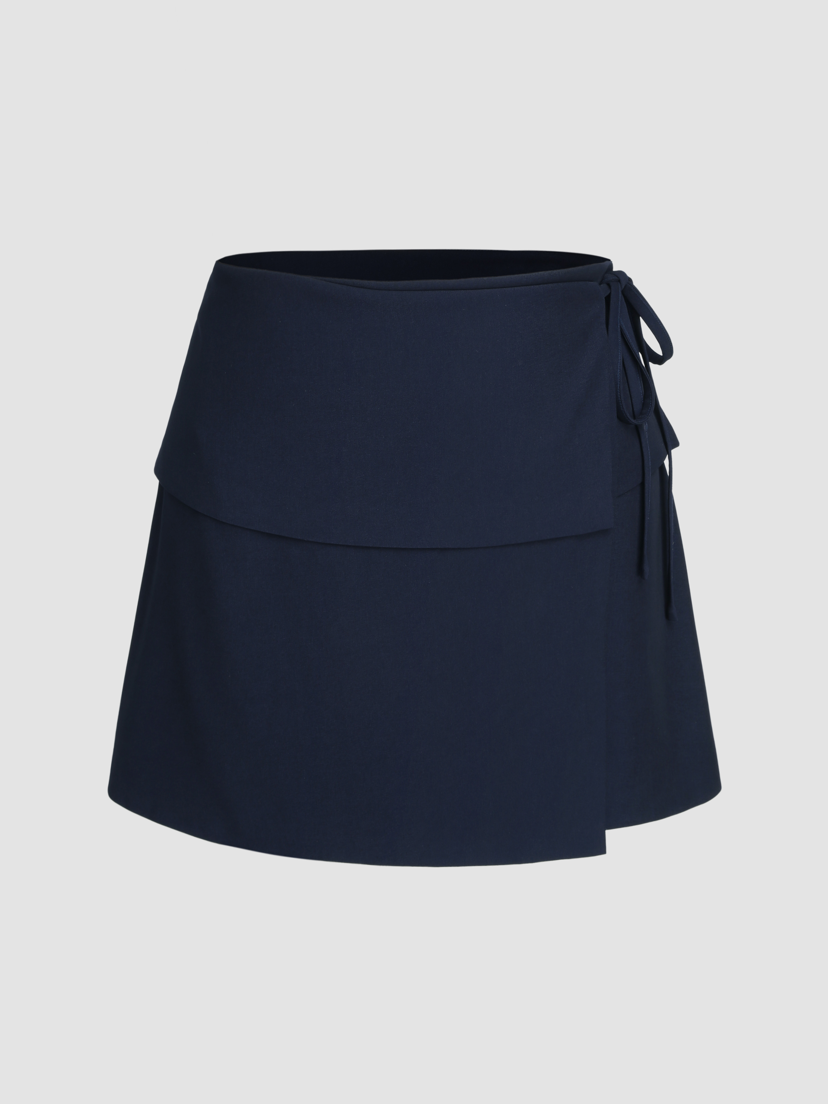 Middle Waist Solid Drawstring Mini Skirt Curve & Plus - Cider