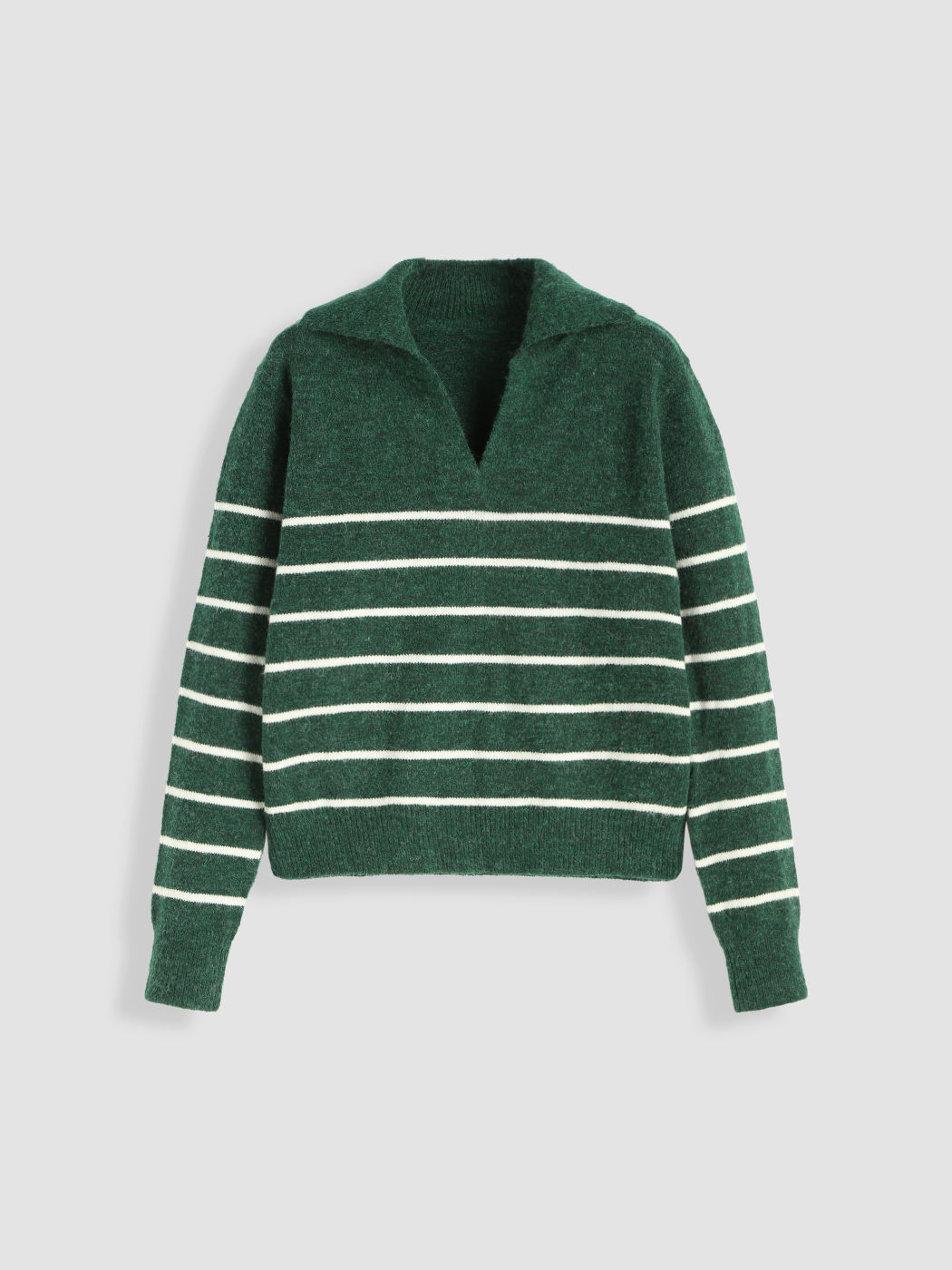 Knit Fabric Wool-blend Polo Stripe Knitted Long Sleeve Top For School ...