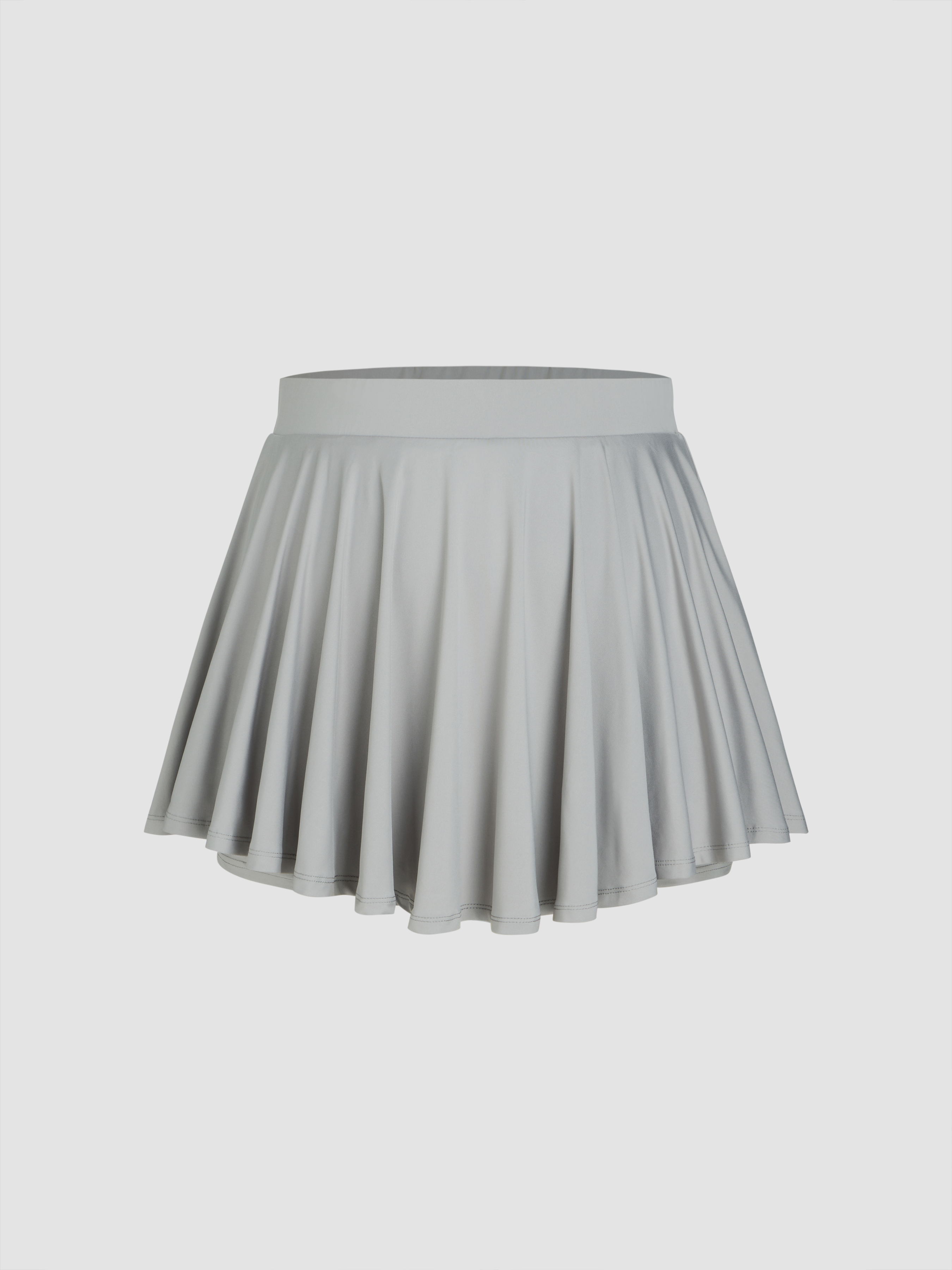 Pleated Middle Waist Mini Skort Curve & Plus - Cider