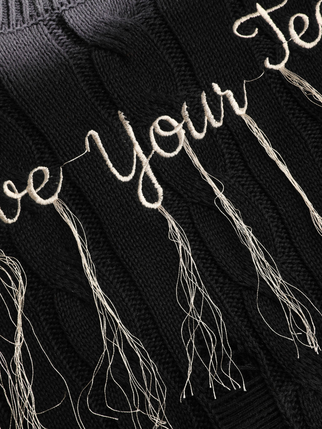 Knit Fabric Knit Save Your Tears Tassels Ripped Top For School Daily ...