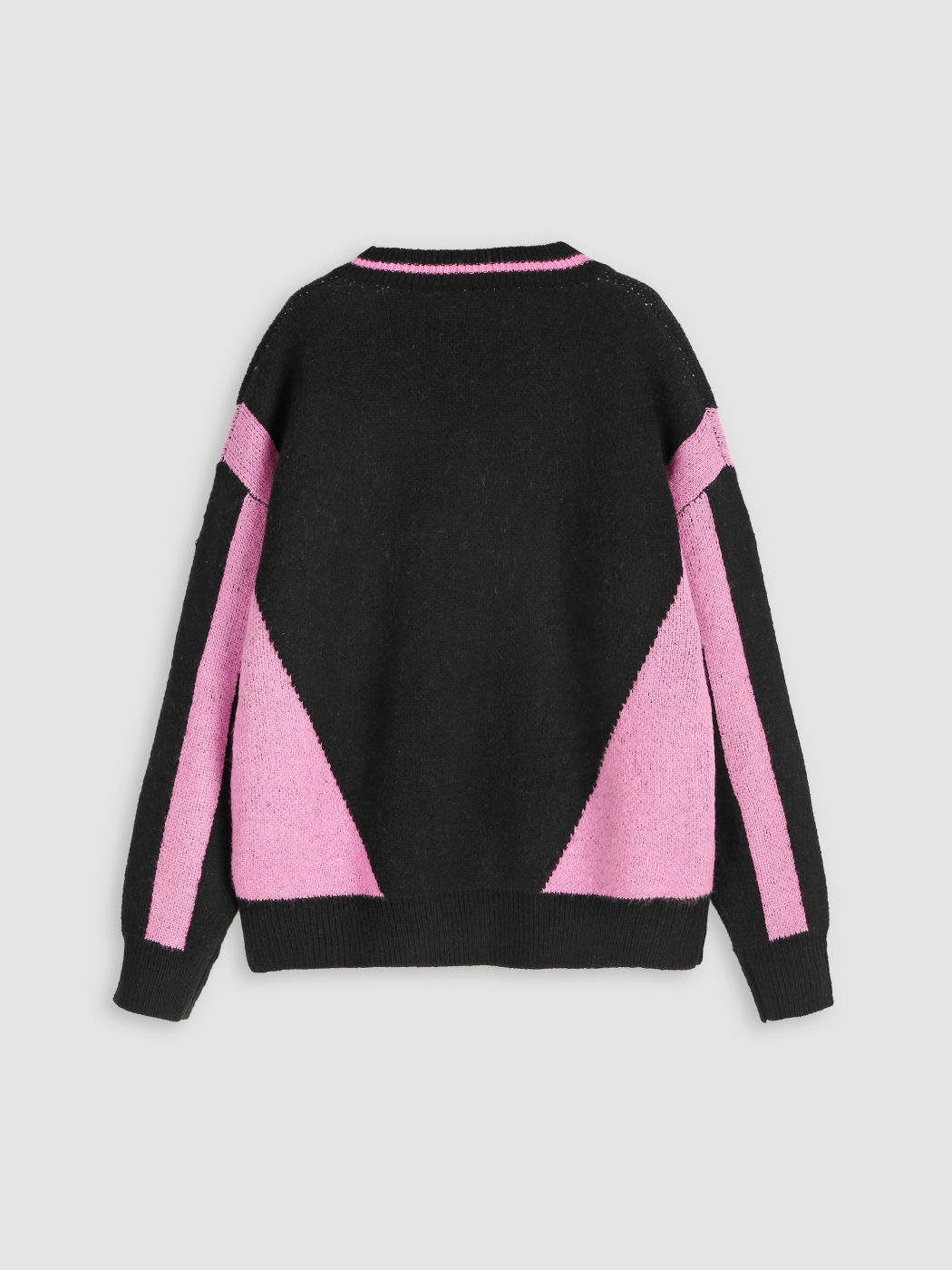 V-neck Solid Contrasting Binding Knitted Long Sleeve Top - Cider