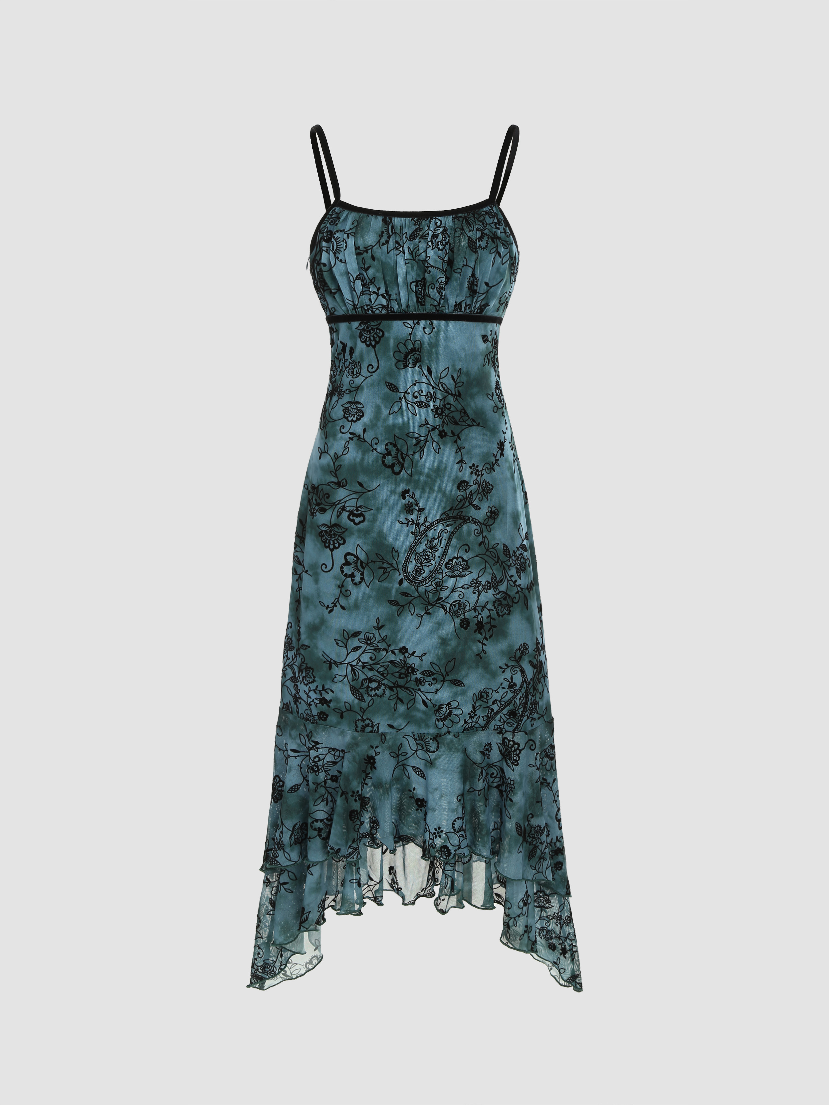 Mesh Square Neck Floral Maxi Dress For Daily Casual Music Festival Live