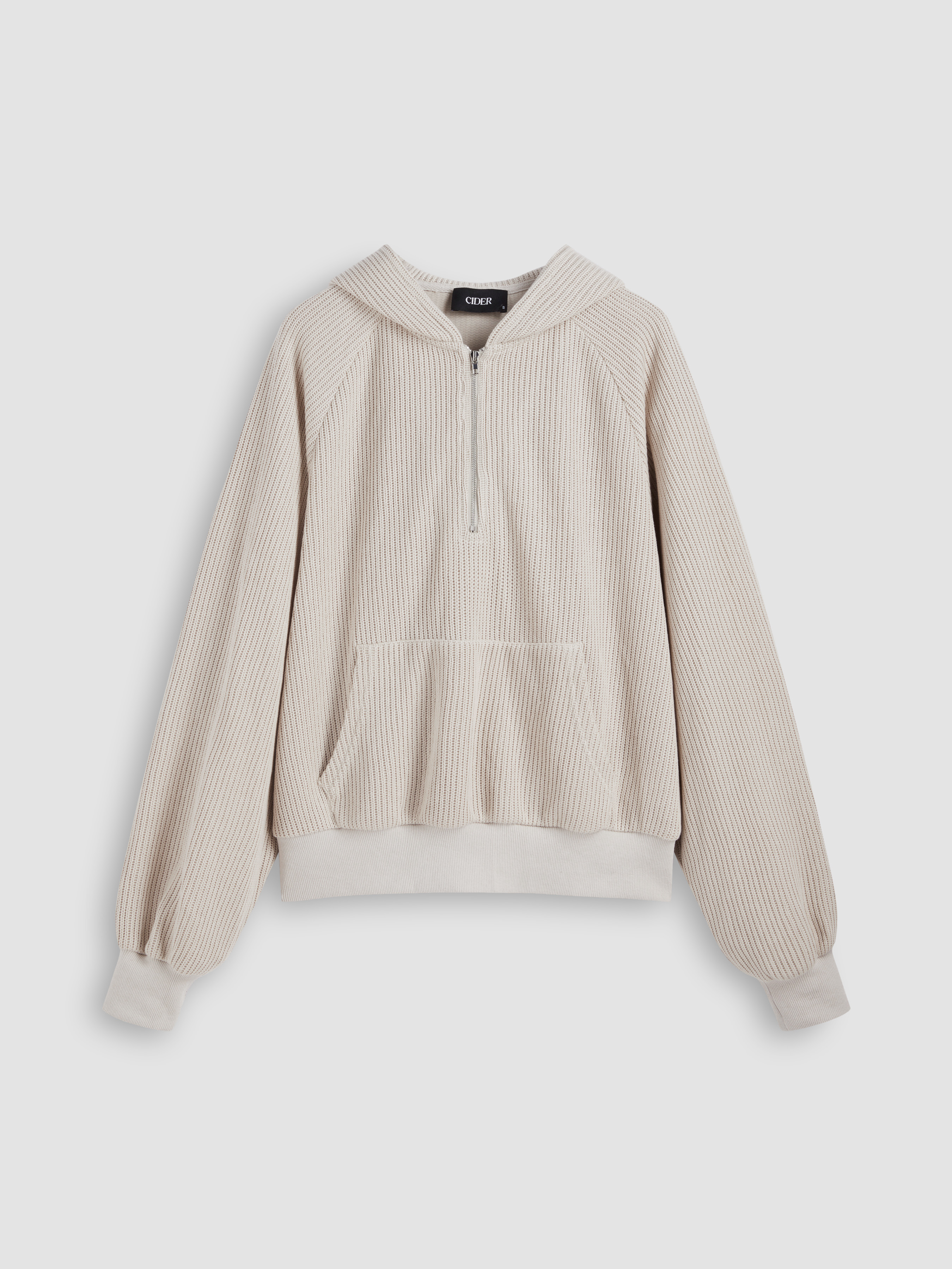 Long Sleeve Solid Zipper Pocket Hoodie - Cider