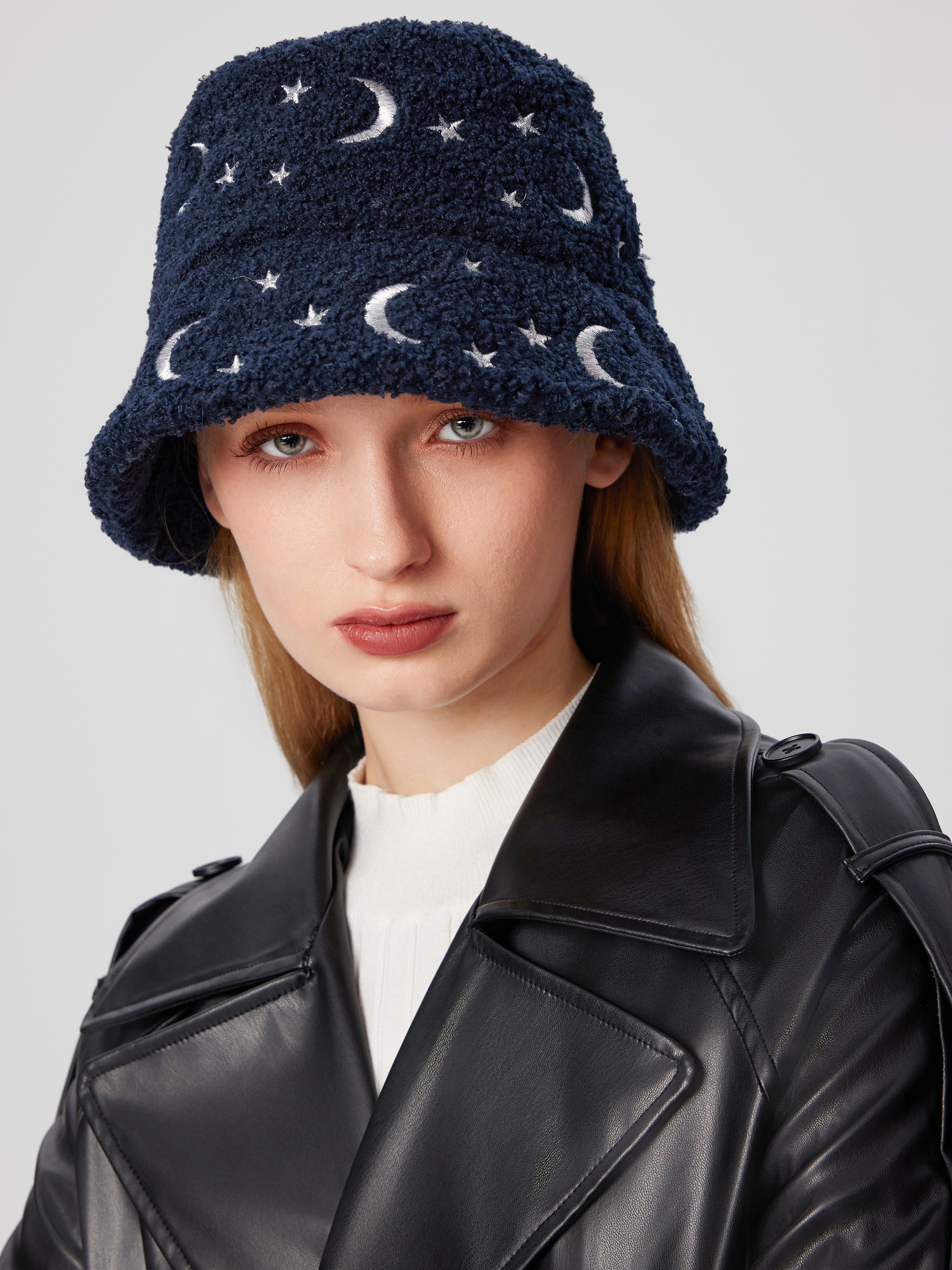 Moon Star Fluffy Bucket Hat For Daily Casual